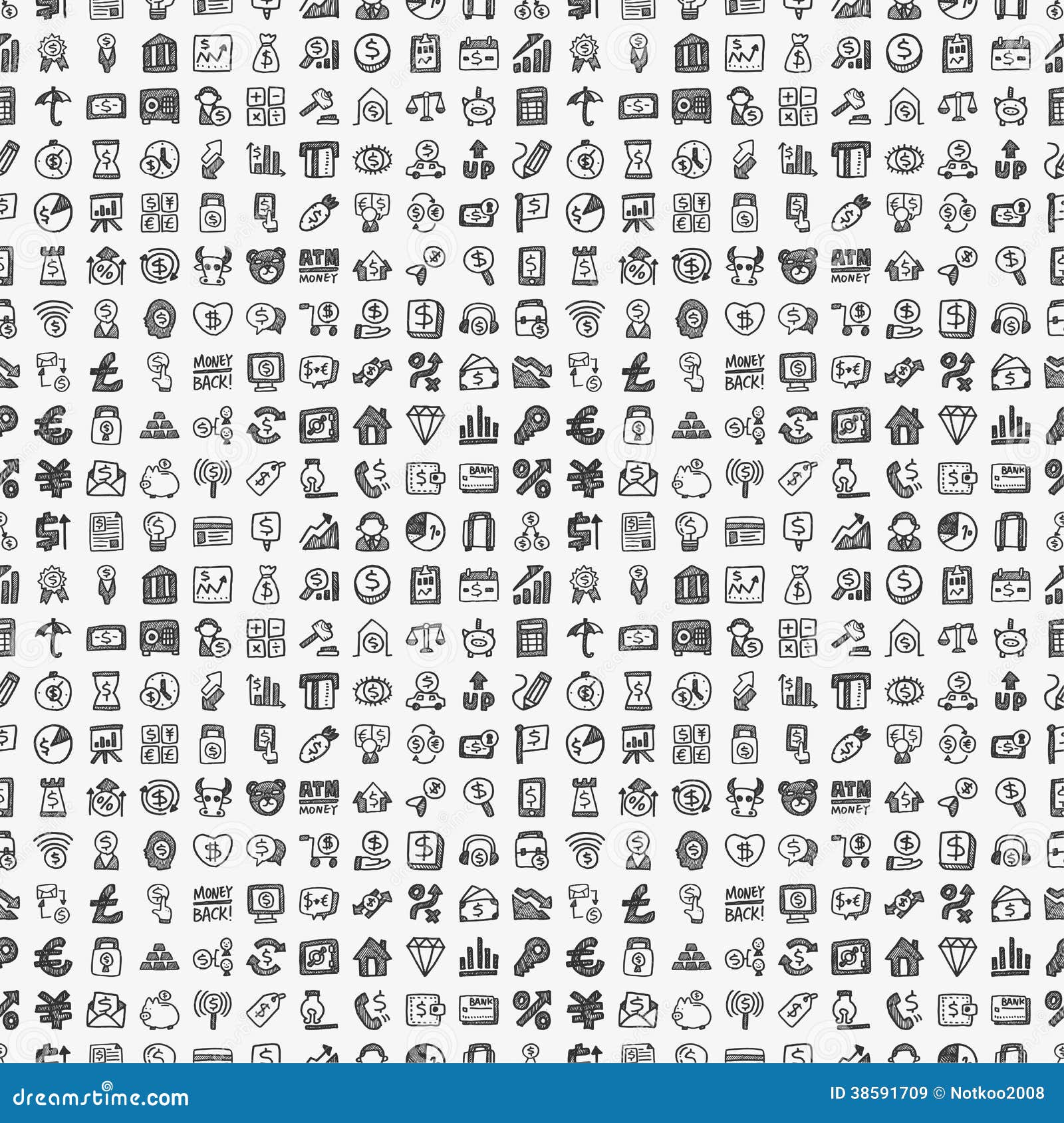 Seamless Doodle Financial Pattern Stock Vector - Illustration of bank ...