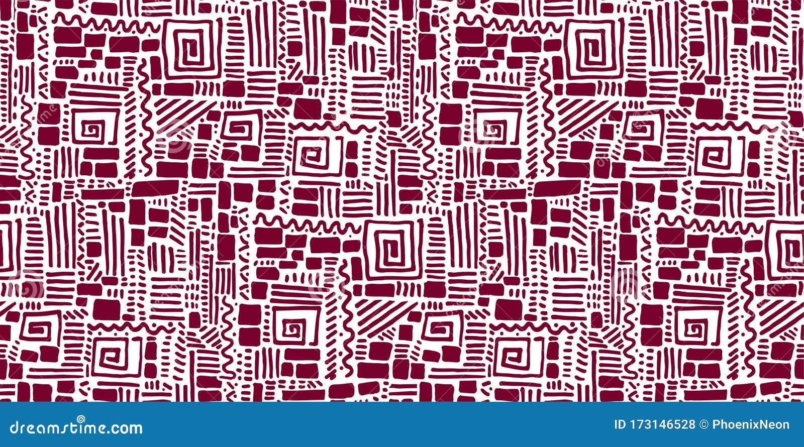 Seamless Doodle Geometric Brick and Line Pattern. Stock Vector ...