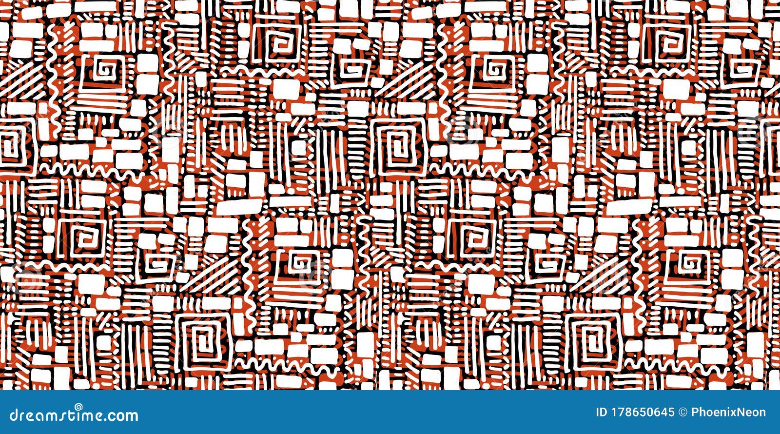 Seamless Doodle Geometric Brick and Line Pattern. Stock Vector ...