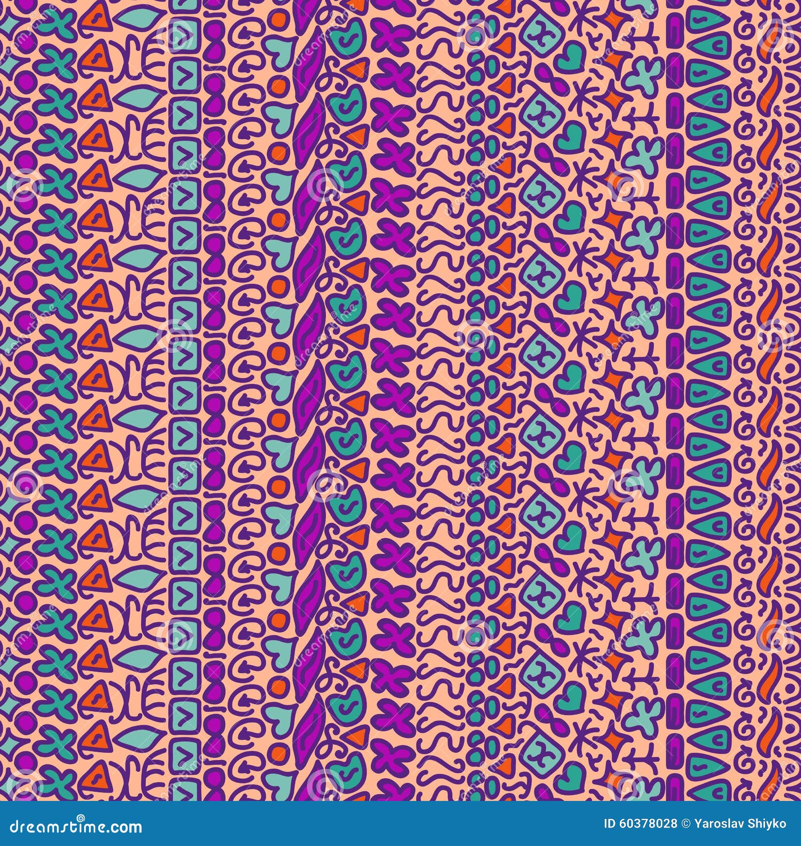 Seamless Doodle Geometric Pattern. Stock Vector - Illustration of heart ...