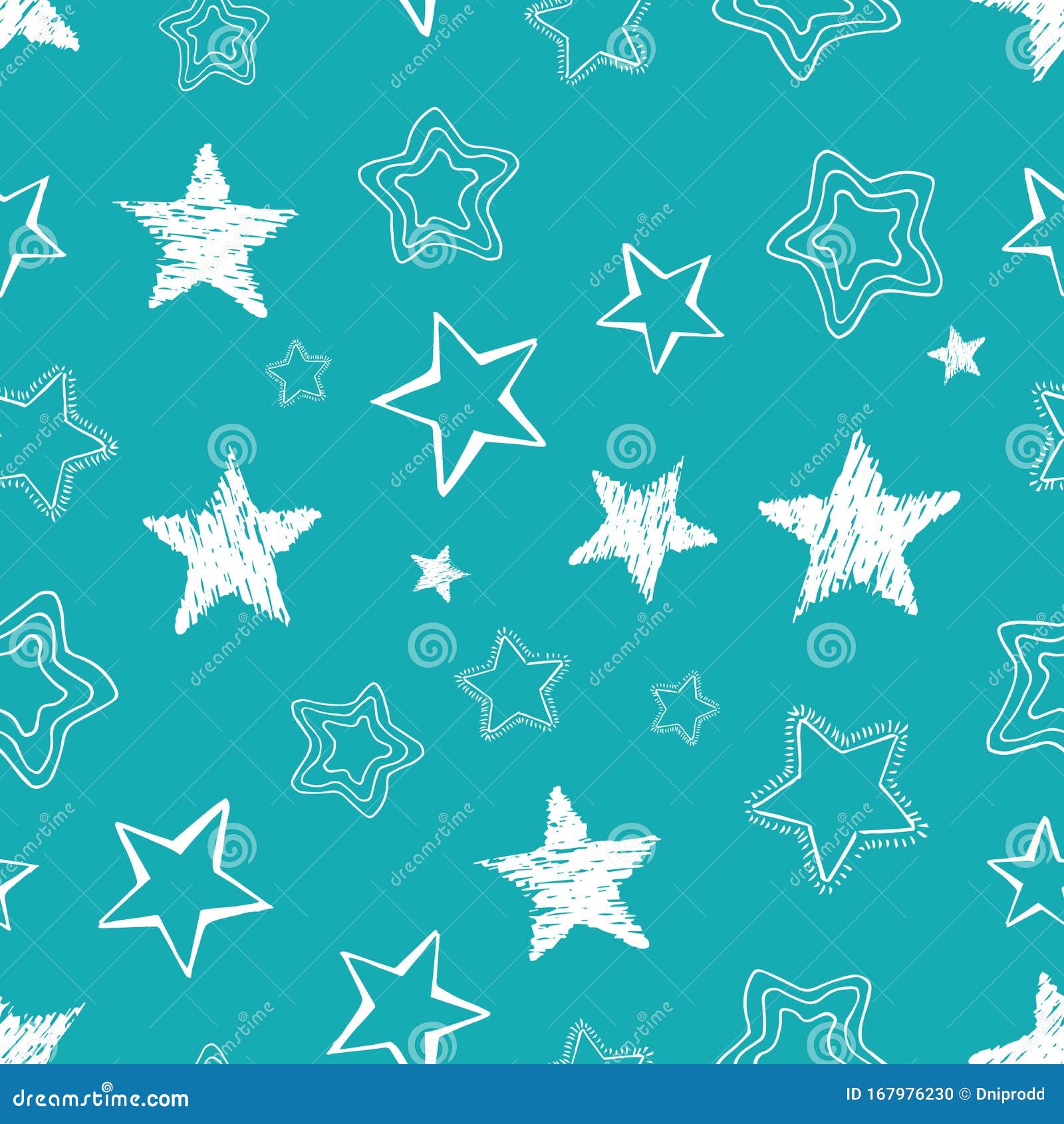 Seamless Doodle Hand Drawn Stars Stock Vector - Illustration of cartoon ...