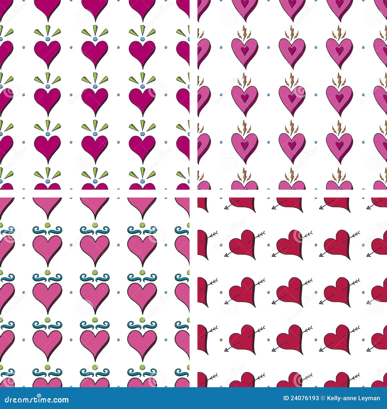 Seamless Doodle Heart Pattern Stock Vector - Illustration of pink ...