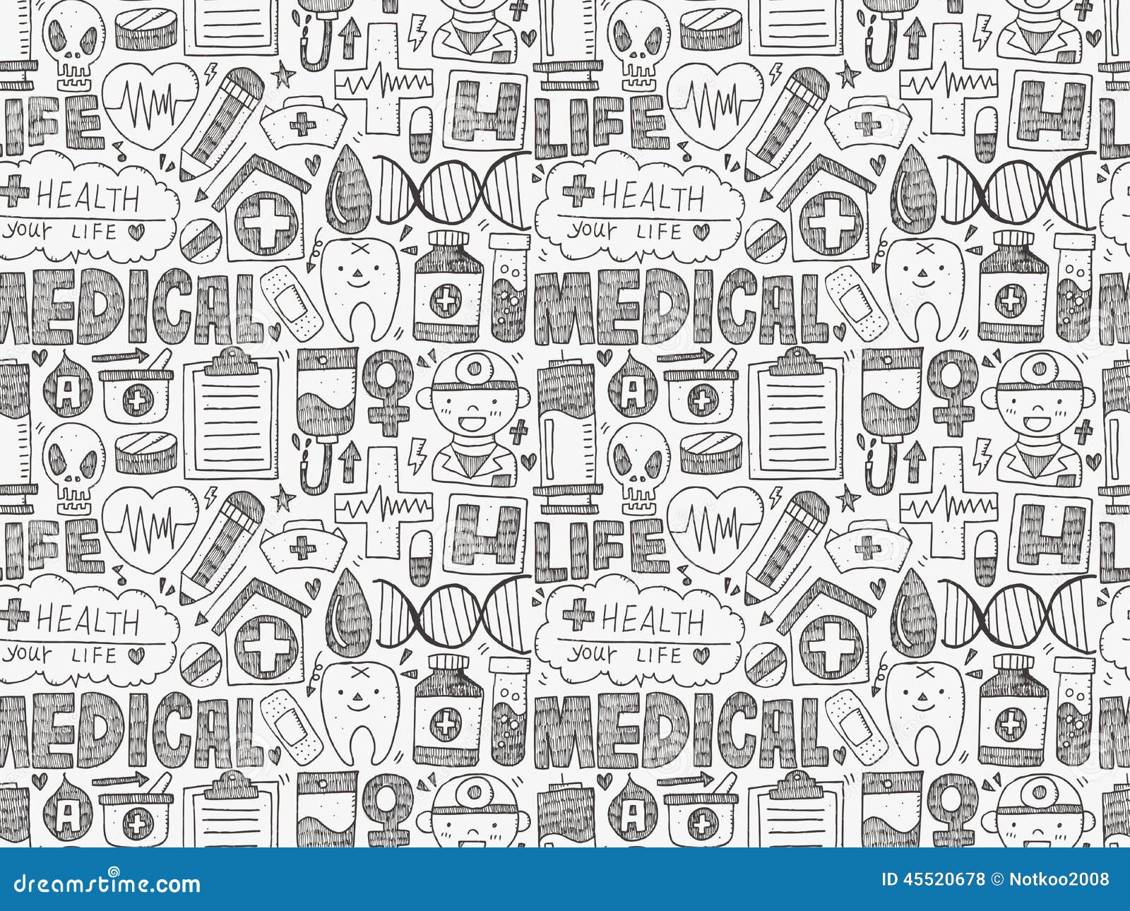 Doodle Medical Background Cartoon Vector | CartoonDealer.com #45607769