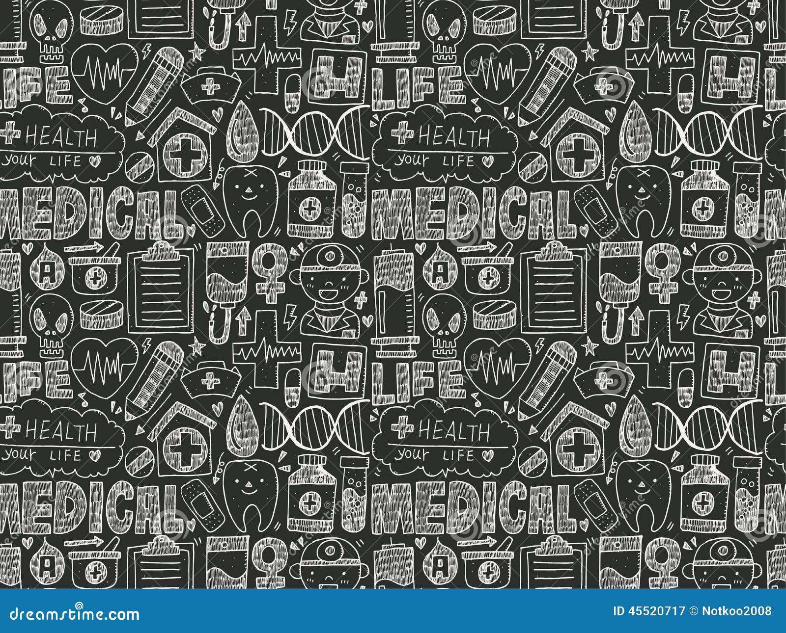 Seamless Doodle Medical Pattern Stock Vector - Illustration of pharmacy ...