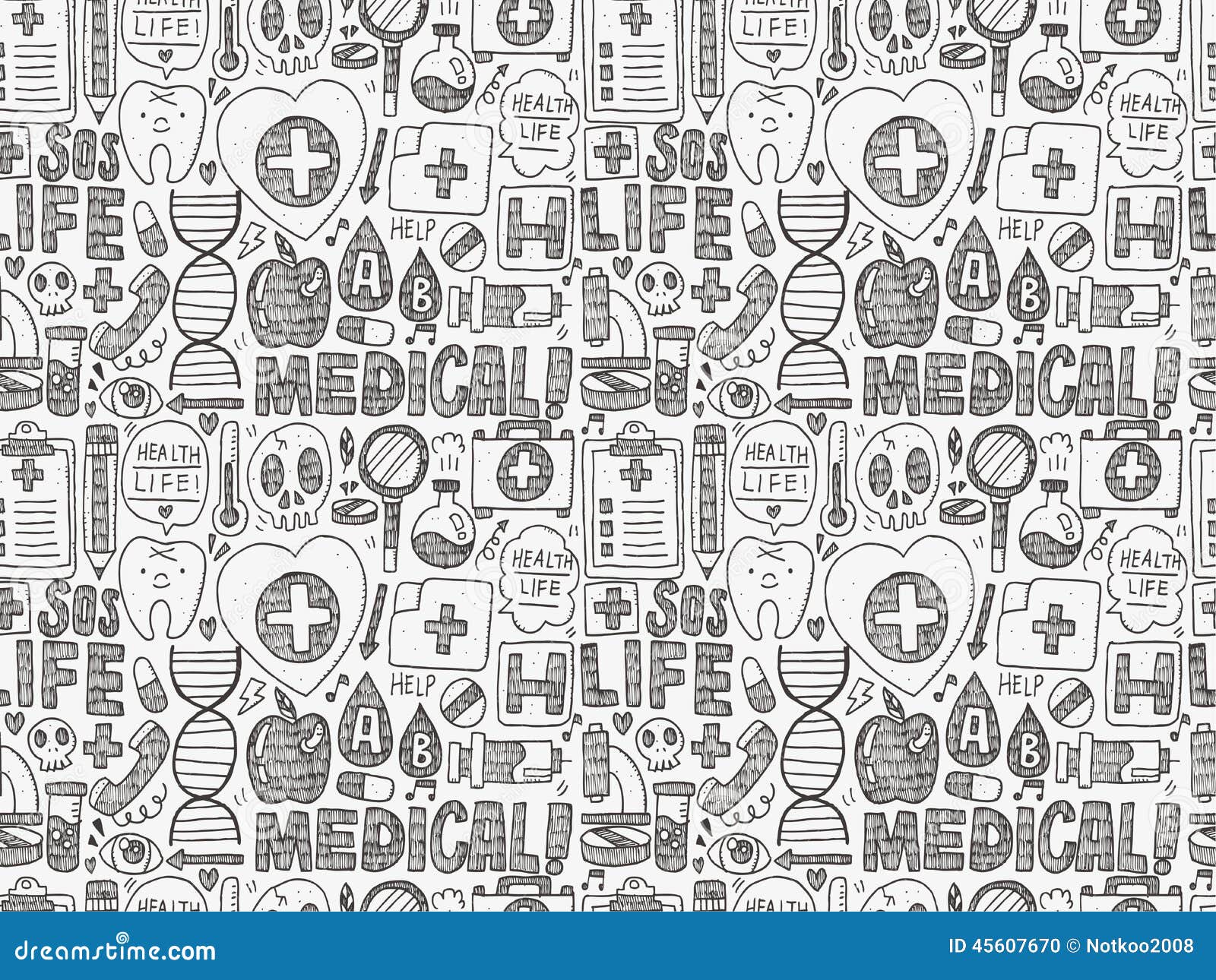 Seamless Doodle Medical Pattern Stock Vector - Illustration of doctor ...