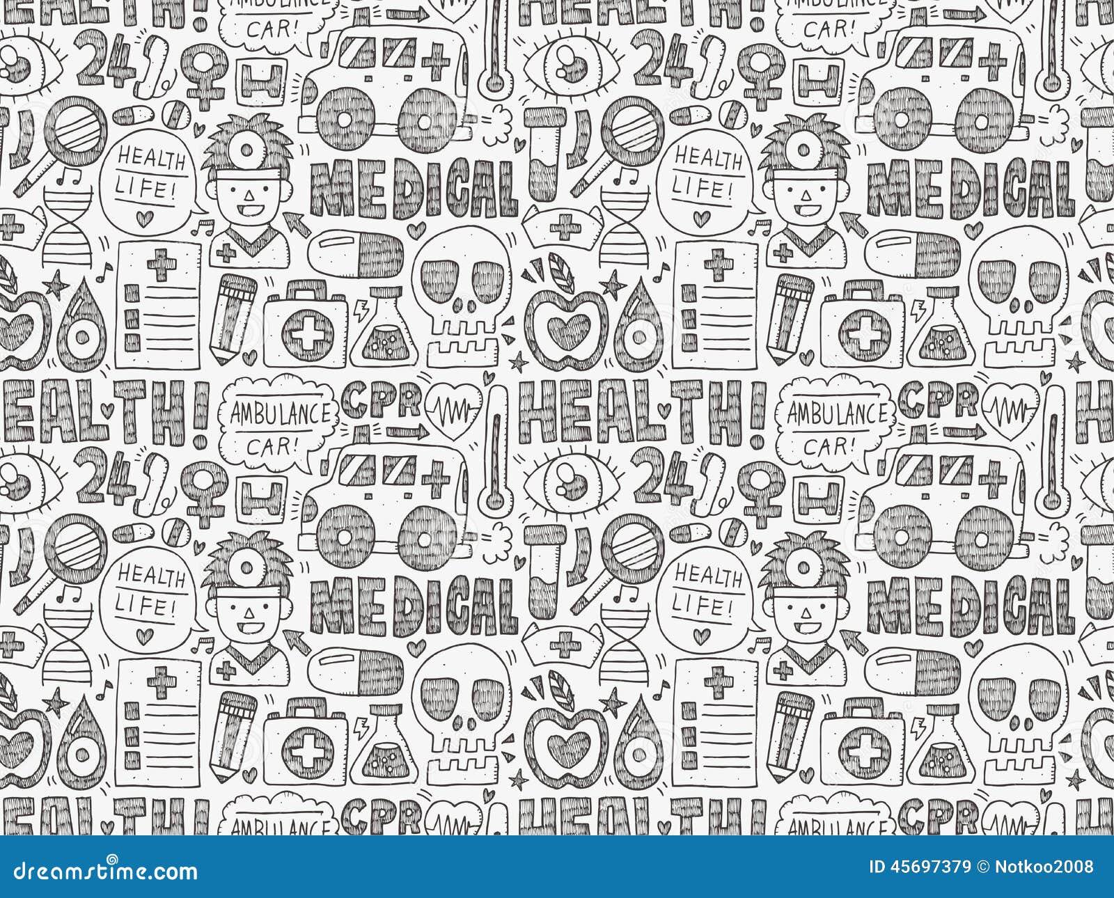 Doodle Medical Background Cartoon Vector | CartoonDealer.com #45607769