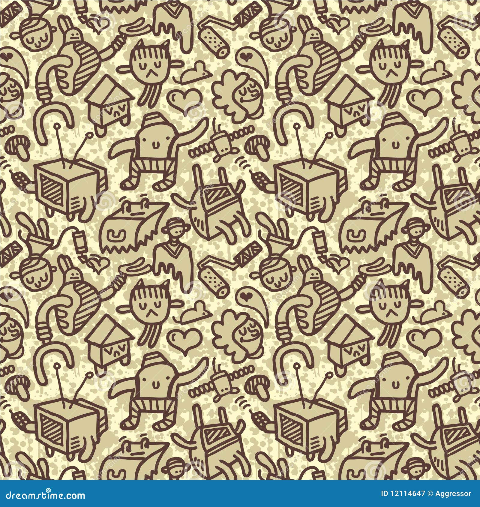 Seamless doodle pattern stock vector. Illustration of roller - 12114647