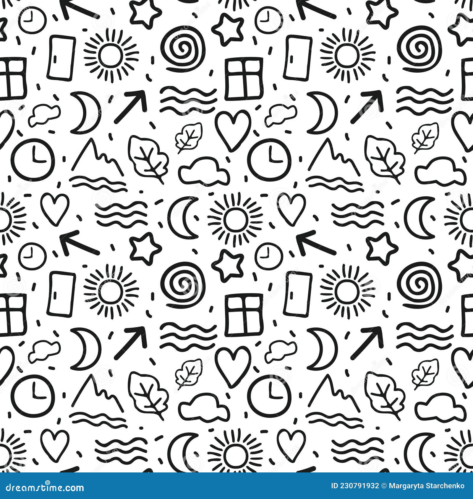 Seamless doodle pattern stock vector. Illustration of seamless - 230791932
