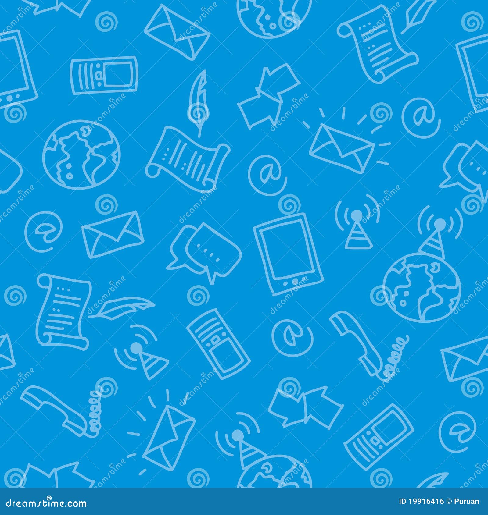 Seamless Doodle Pattern - Communication Stock Vector - Illustration of ...