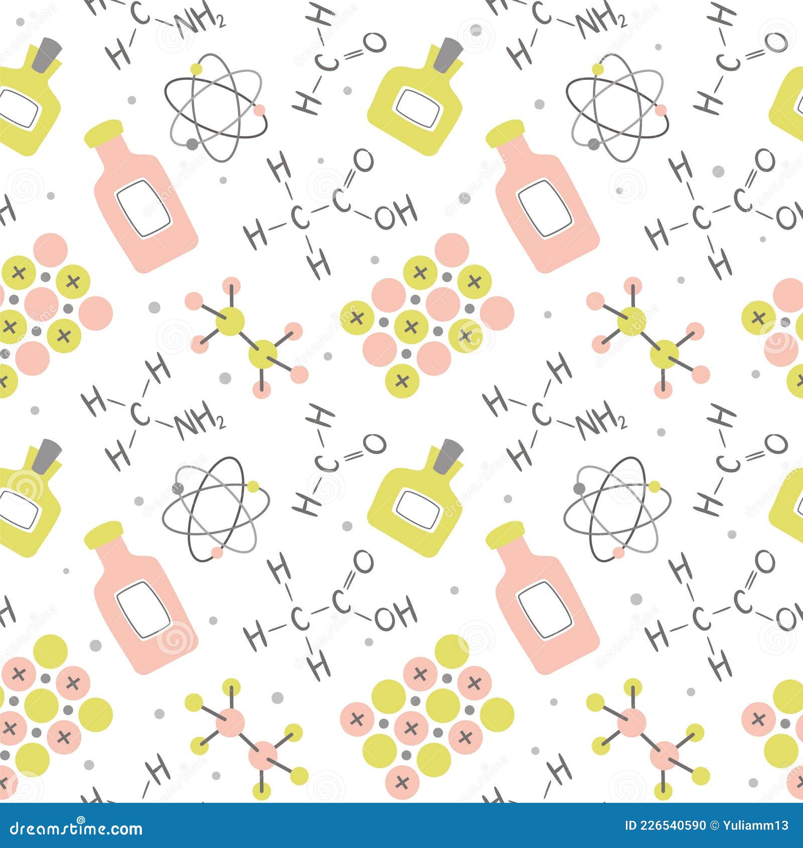 Seamless Doodle Pattern with Elements of Chemistry and Formulas of ...