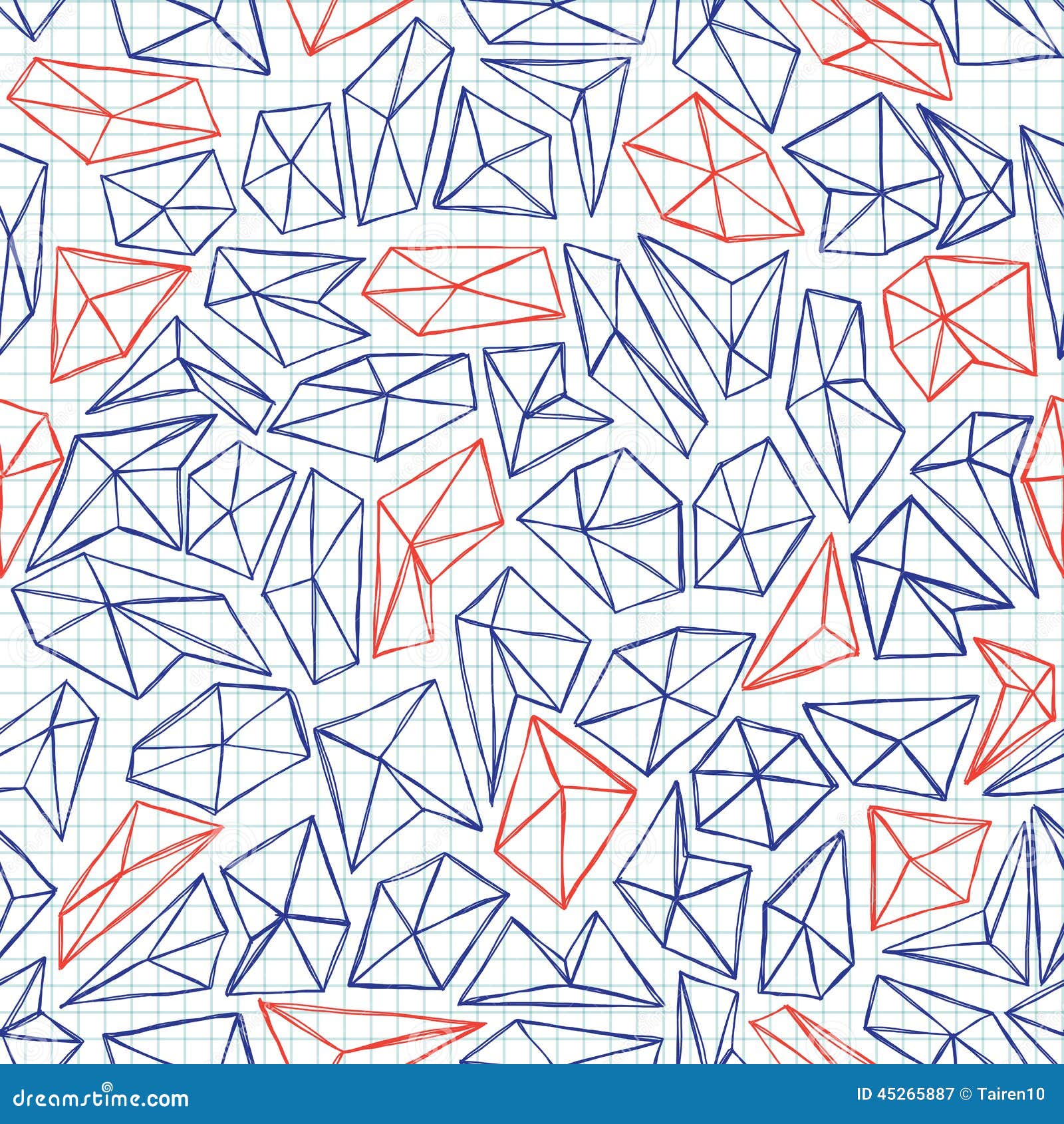 Seamless Doodle Pattern with Polygons Stock Vector - Illustration of ...