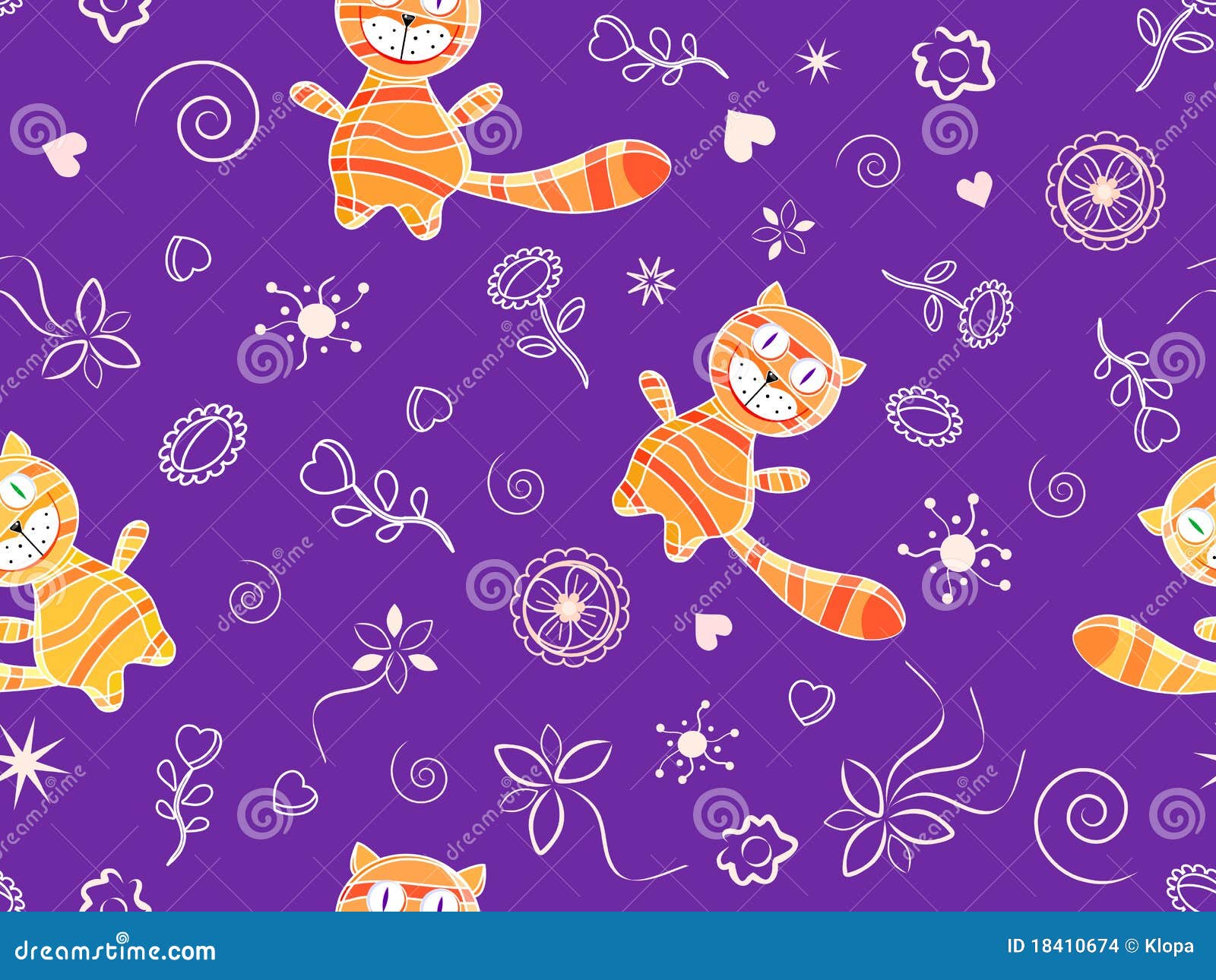 Seamless Doodle Pattern with Red Cats Stock Vector - Illustration of ...