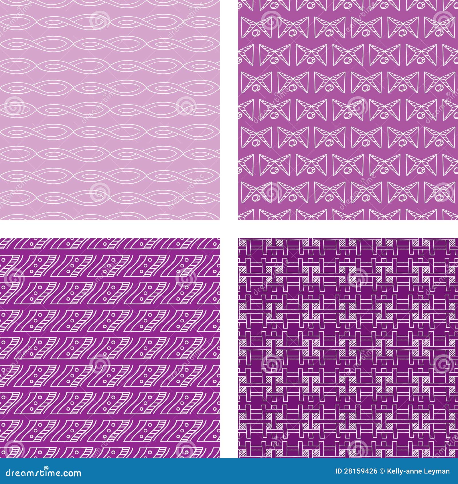 Seamless Doodle Pattern Set Purple Stock Vector - Illustration of ...