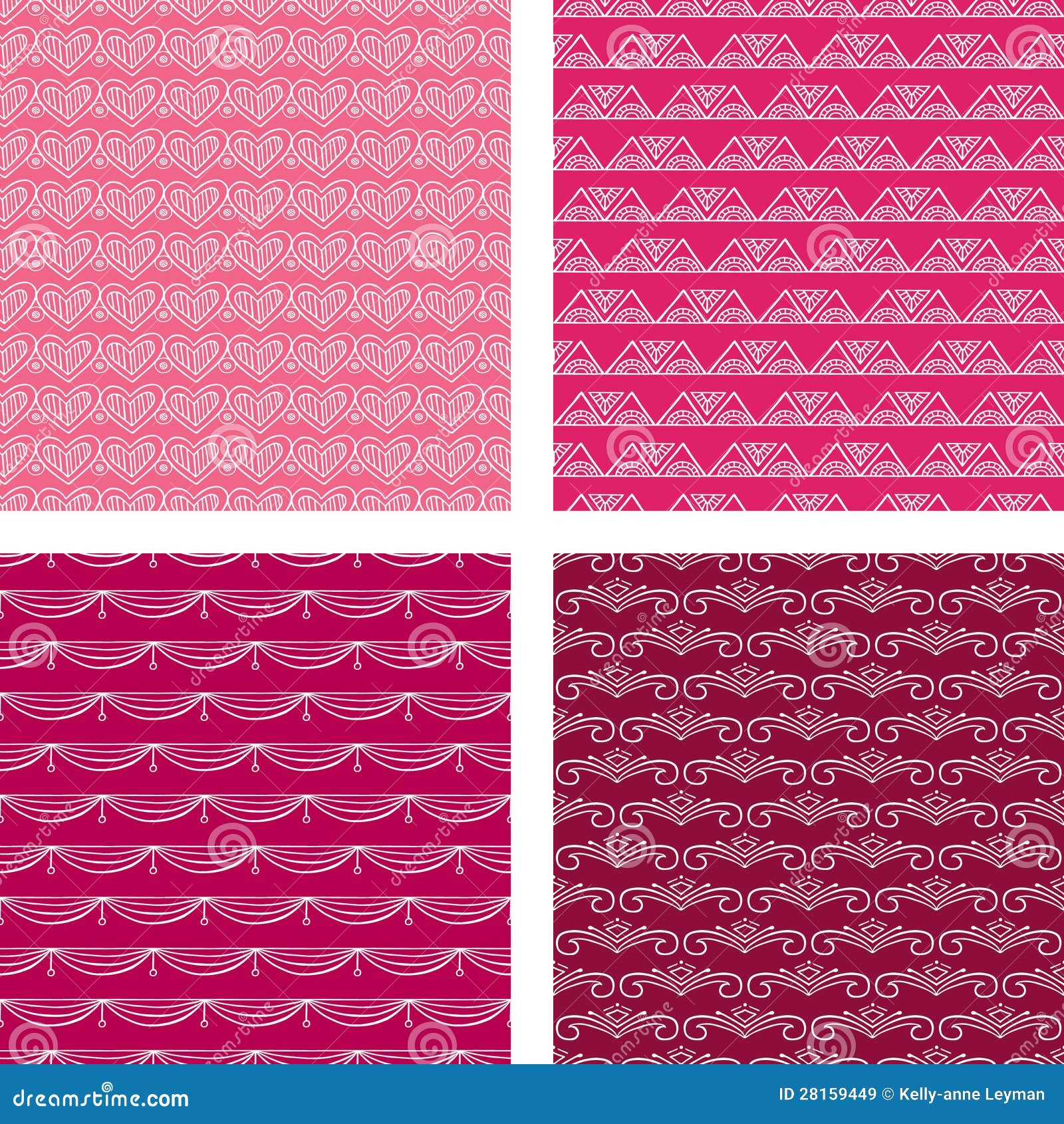 Seamless Doodle Pattern Set Red Stock Vector - Illustration of leaf ...
