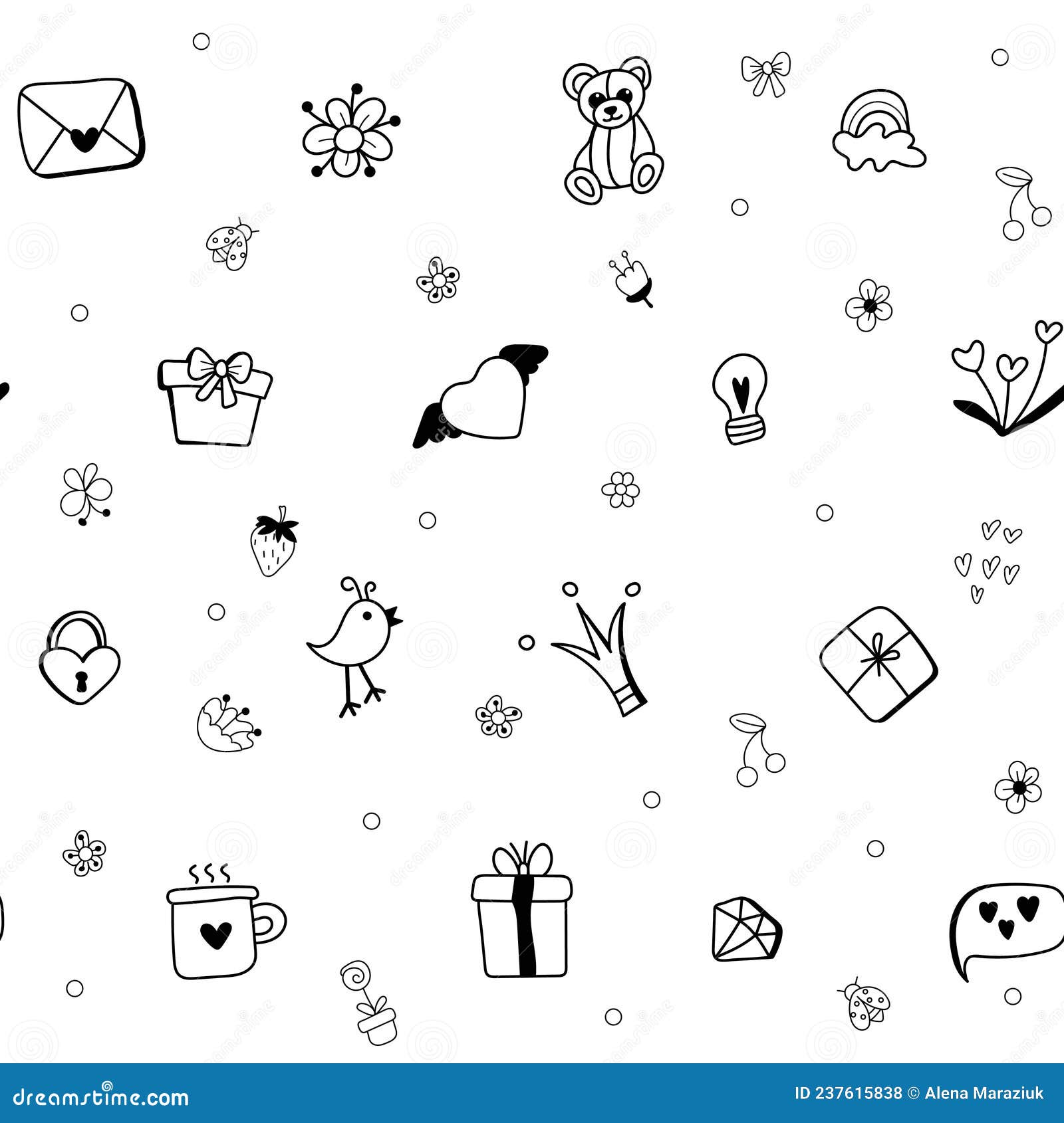 Seamless Doodle Pattern. Use for Concept Design. Vector Illustration ...