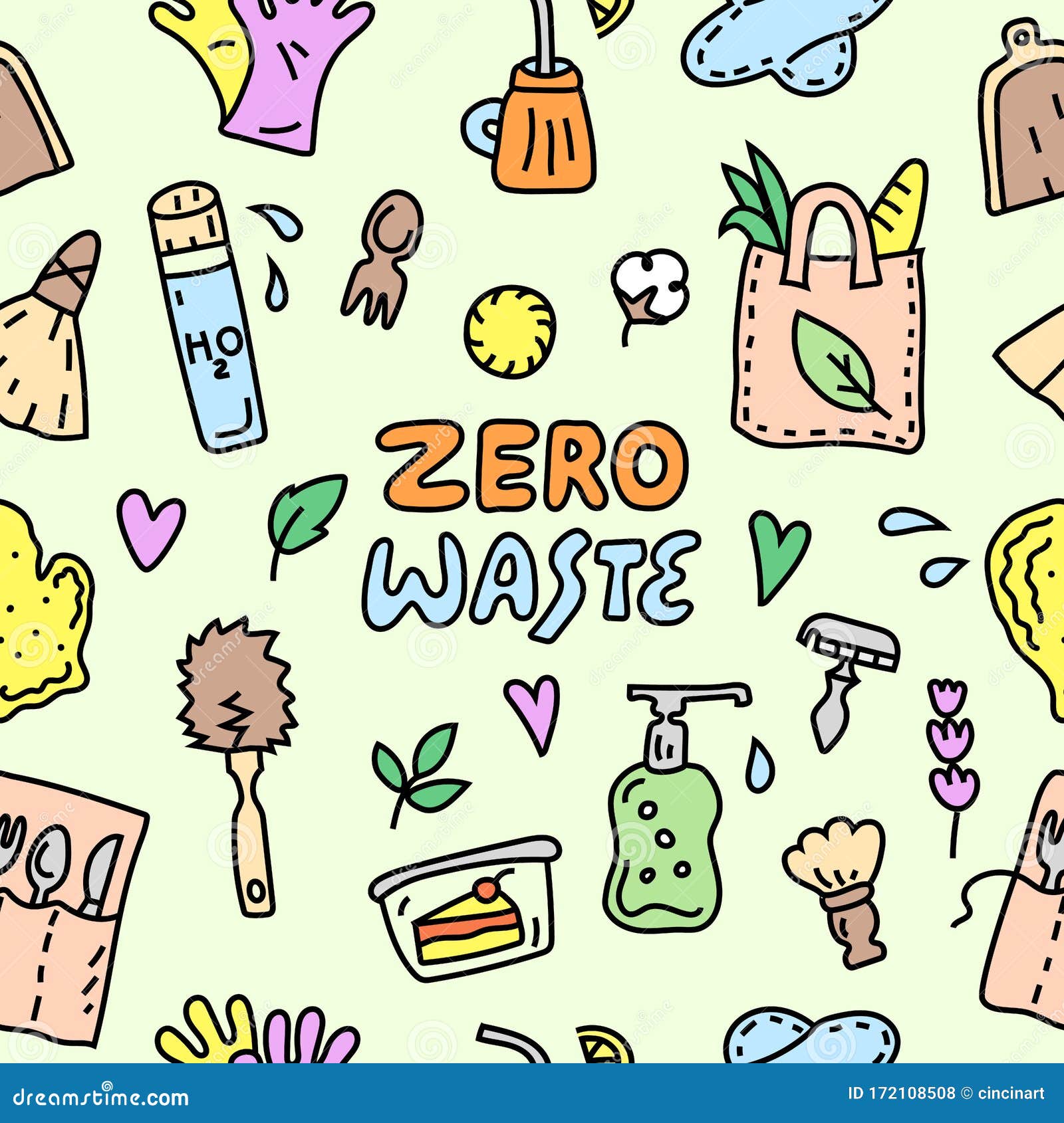 Seamless Doodle Pattern with Zero Waste Objects Stock Vector ...