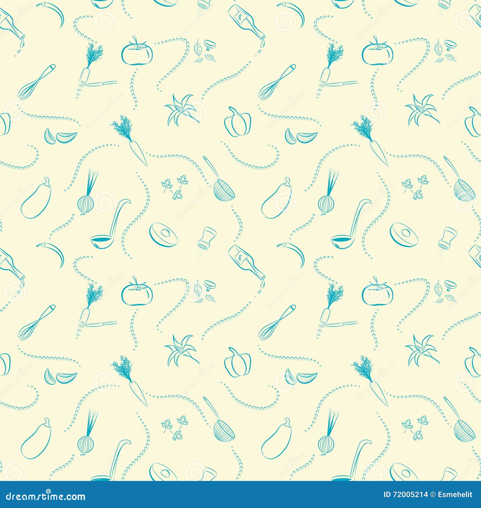 Seamless Doodle Style Pattern with Cooking Utensils Stock Vector ...