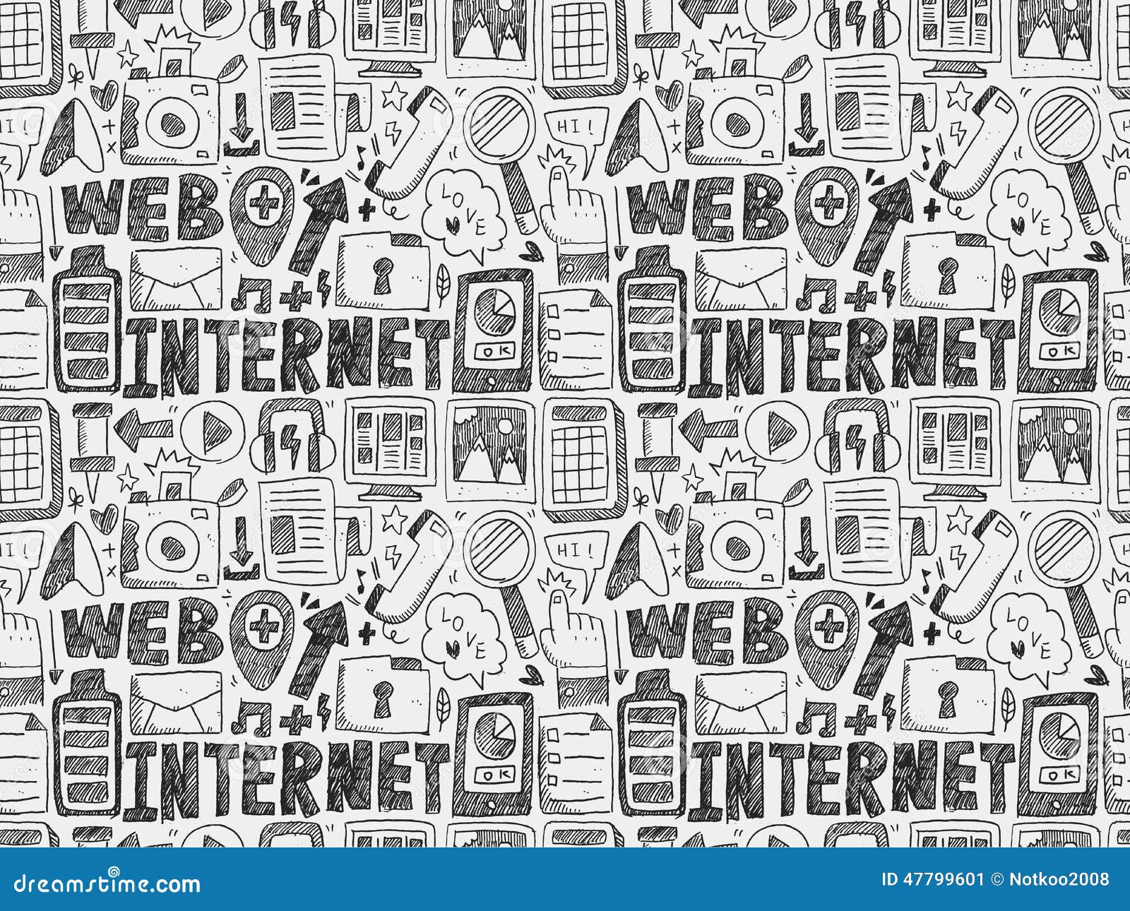 Seamless Doodle Web Background Stock Vector - Illustration of letter ...