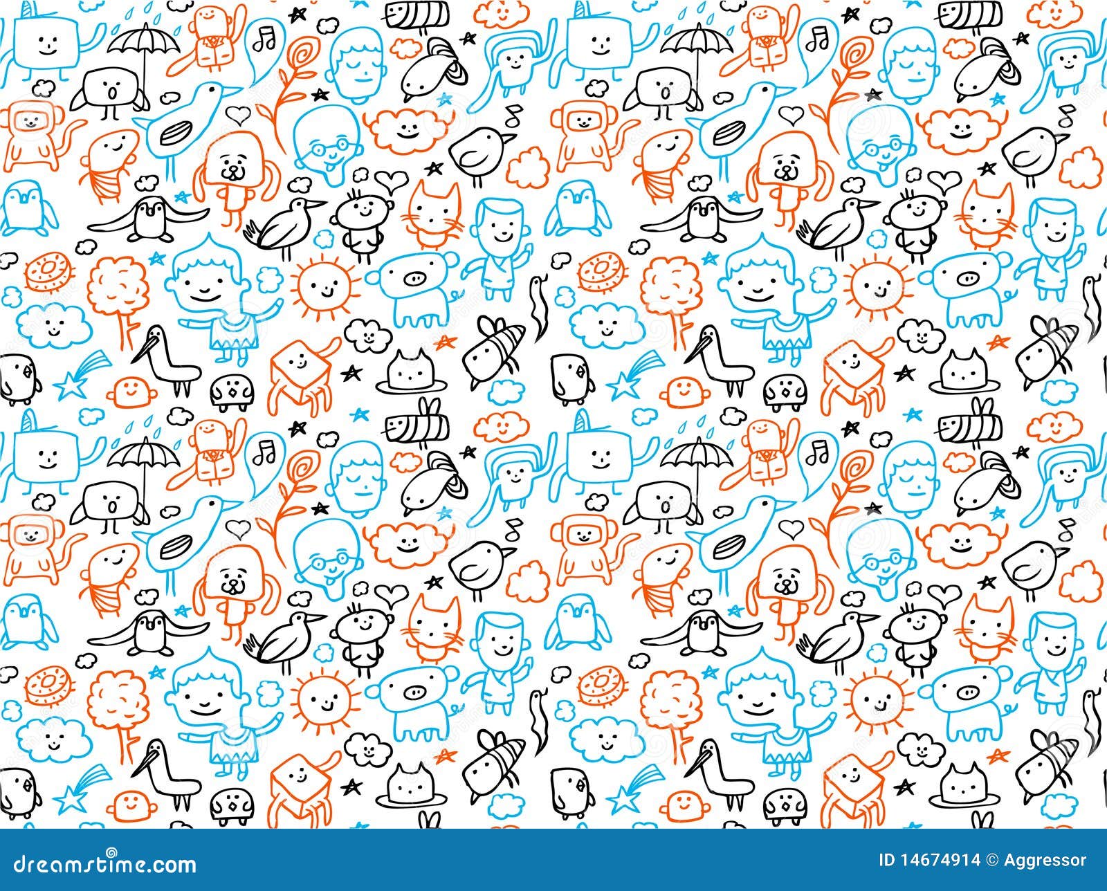 Seamless doodles pattern stock vector. Illustration of emotional - 14674914