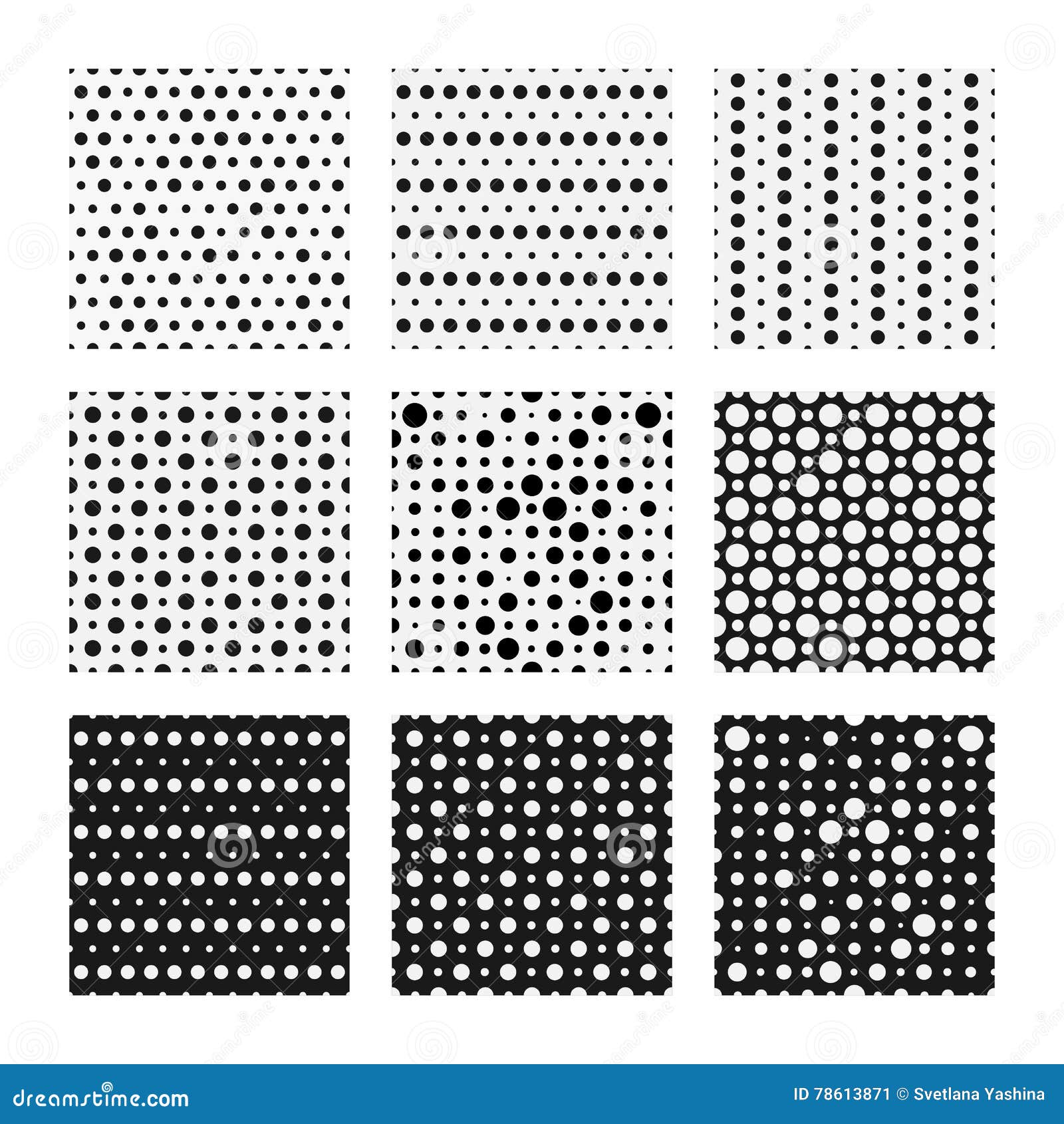 Seamless Dots Patterns Set, Vector Backgrounds Stock Vector ...
