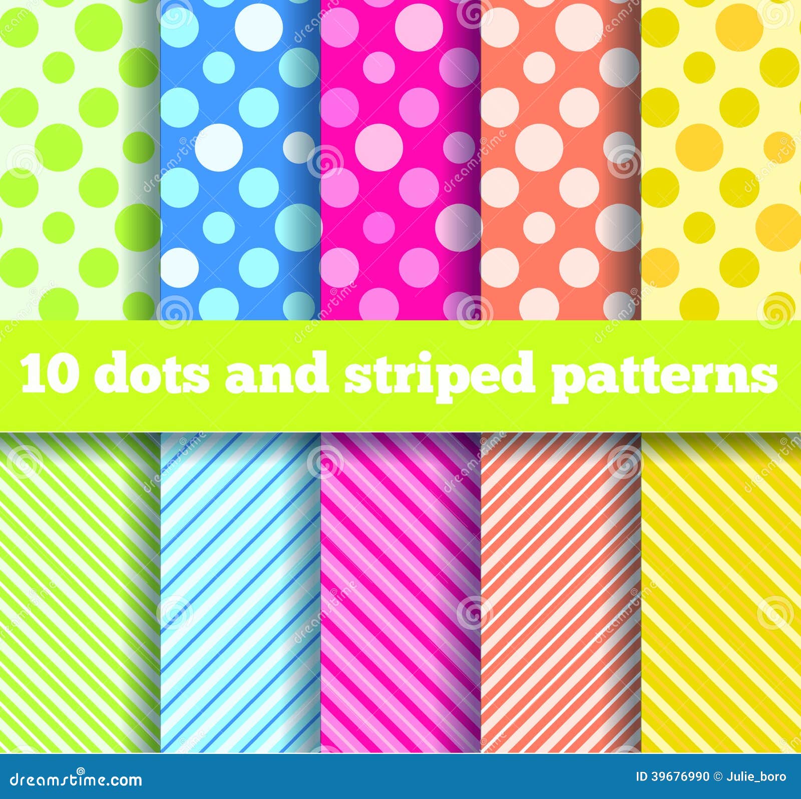 10 Seamless Dots and Striped Patterns Stock Vector - Illustration of ...
