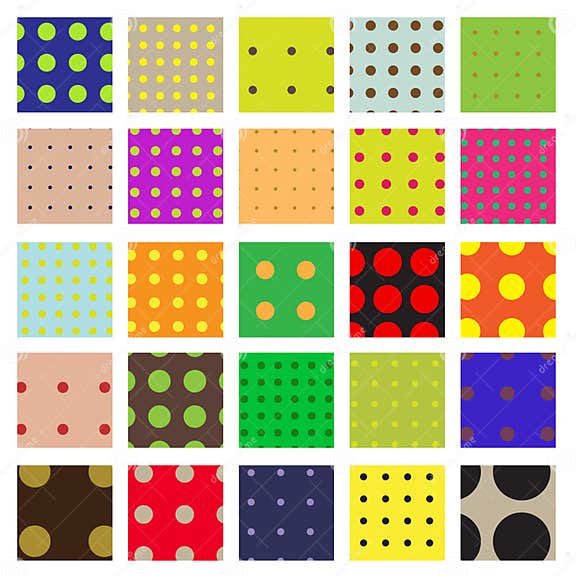 Seamless Dots Swatch Pattern Set Stock Vector - Illustration of pattern ...