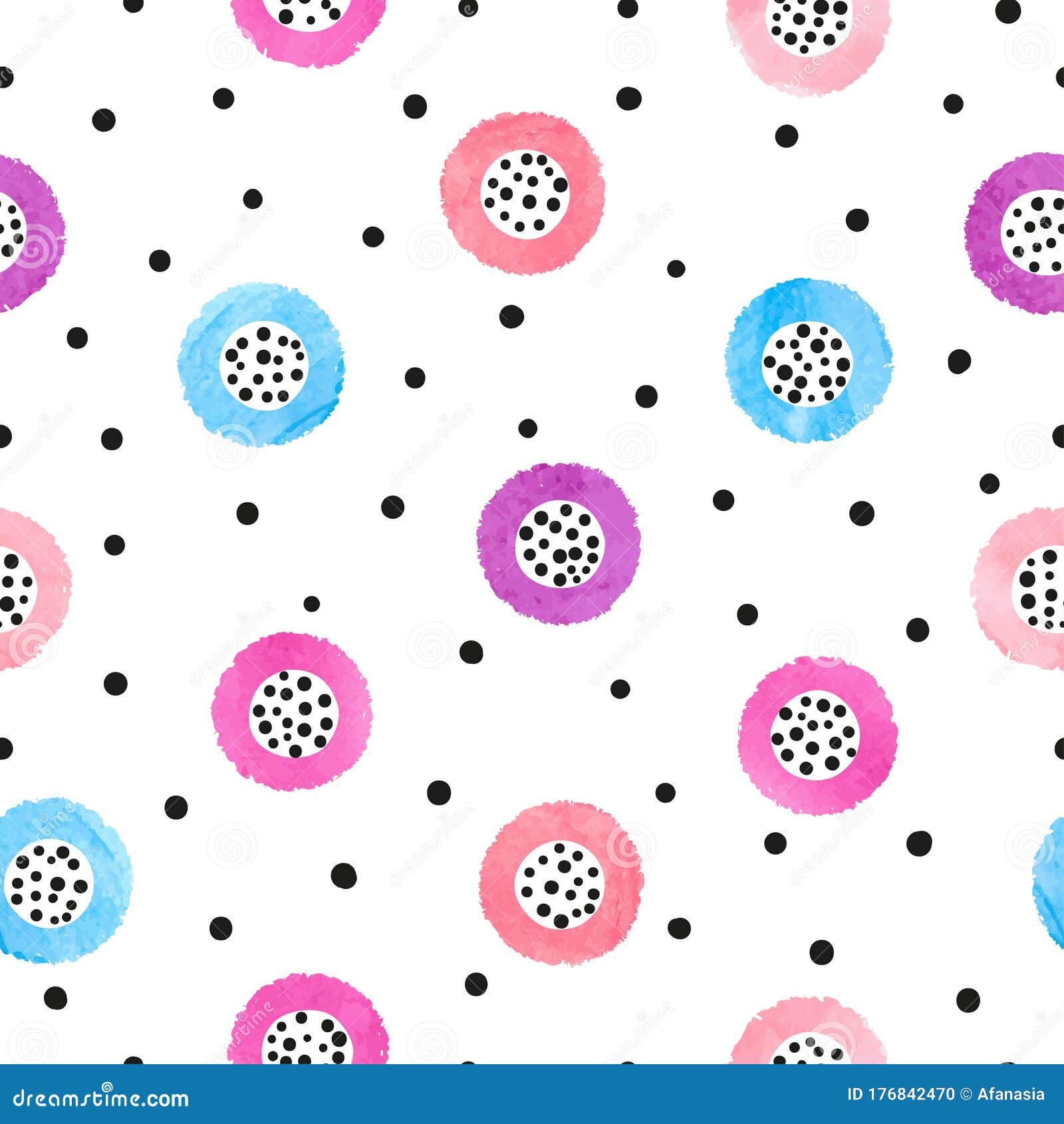 Seamless Dotted Pattern with Pink, Blue and Purple Circles. Stock ...