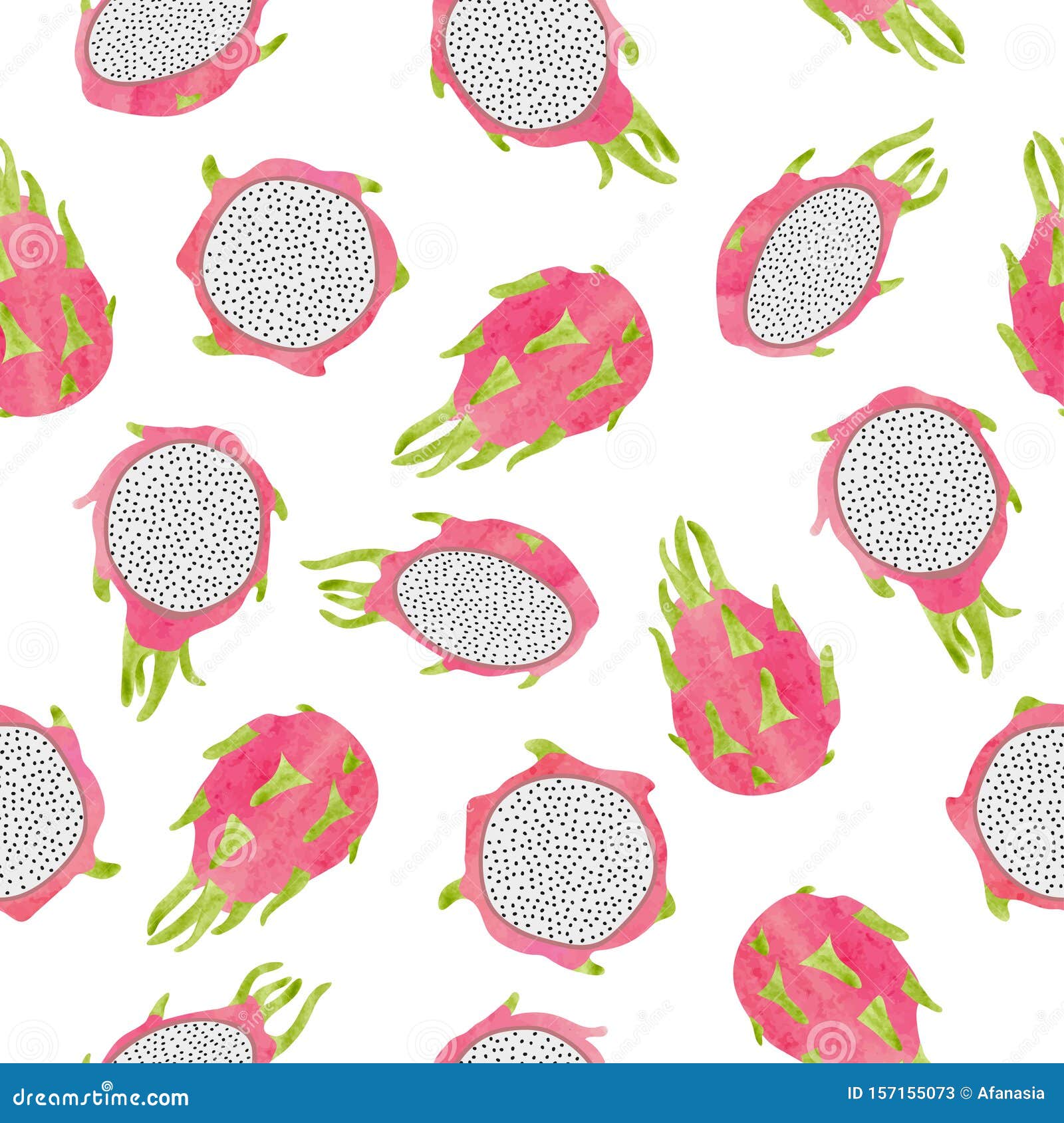 Seamless Dragon Fruit Pattern. Vector Tropical Illustration Stock ...