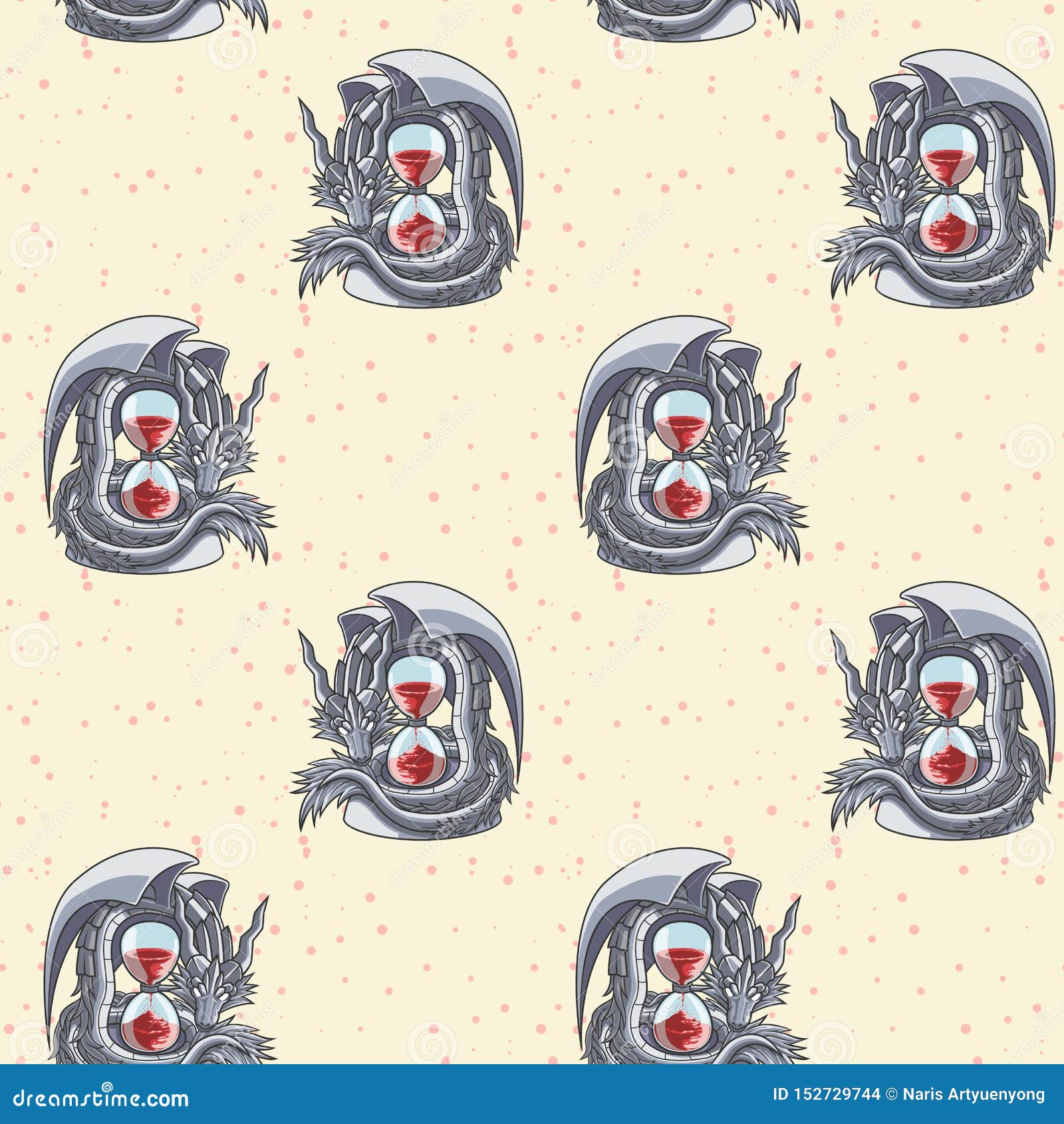 Seamless Dragon Of Sand Timer Pattern Stock Vector Illustration Of Glass Graphic 152729744