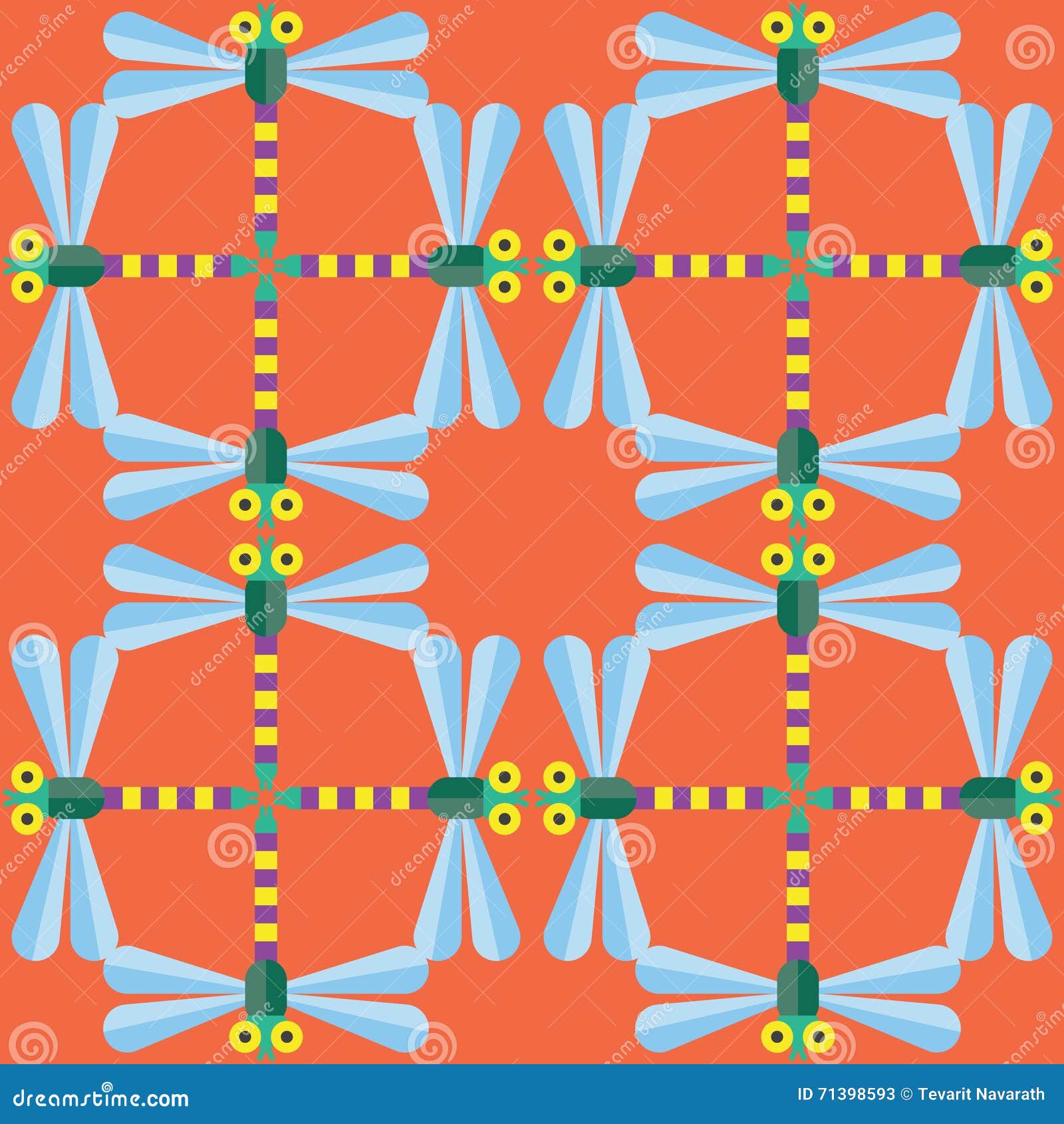 Seamless Dragonfly pattern stock vector. Illustration of pattern - 71398593