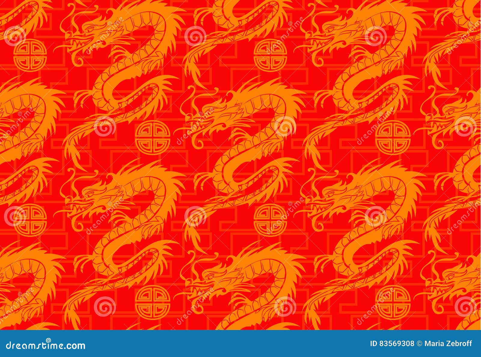 Seamless dragons pattern stock vector. Illustration of ethnicity - 83569308