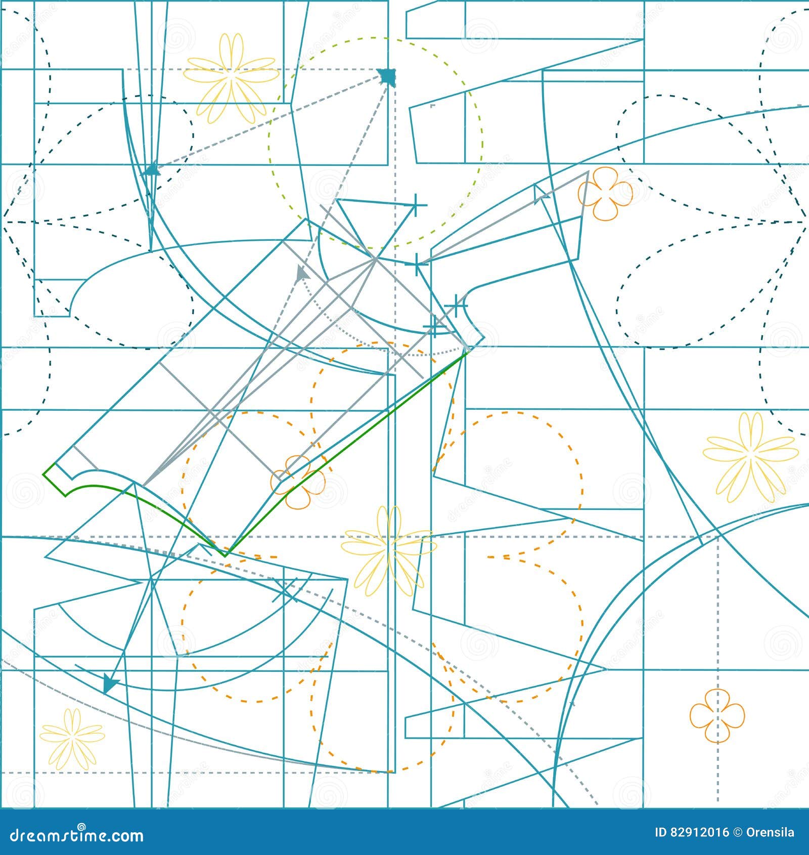 Seamless Dressmaking Pattern Stock Vector - Illustration of format ...