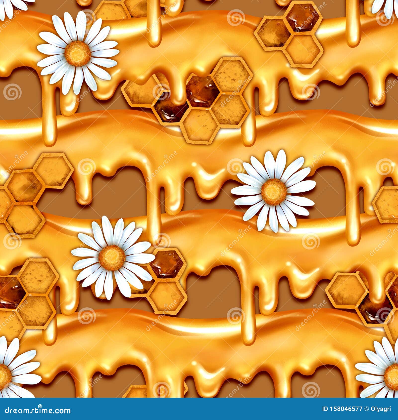 Seamless Dripping Honey Pattern Stock Illustration - Illustration of ...