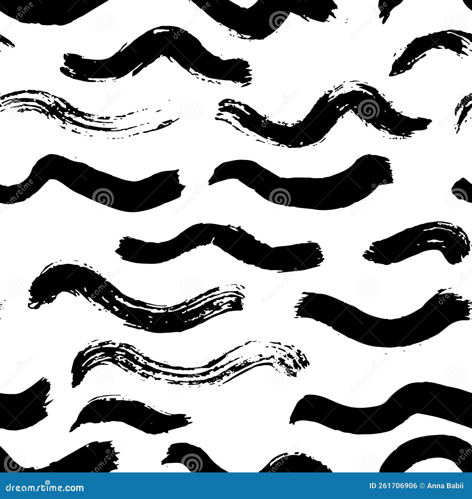Seamless Dry Brush Waves Hand Drawn Style Pattern. Stock Vector ...