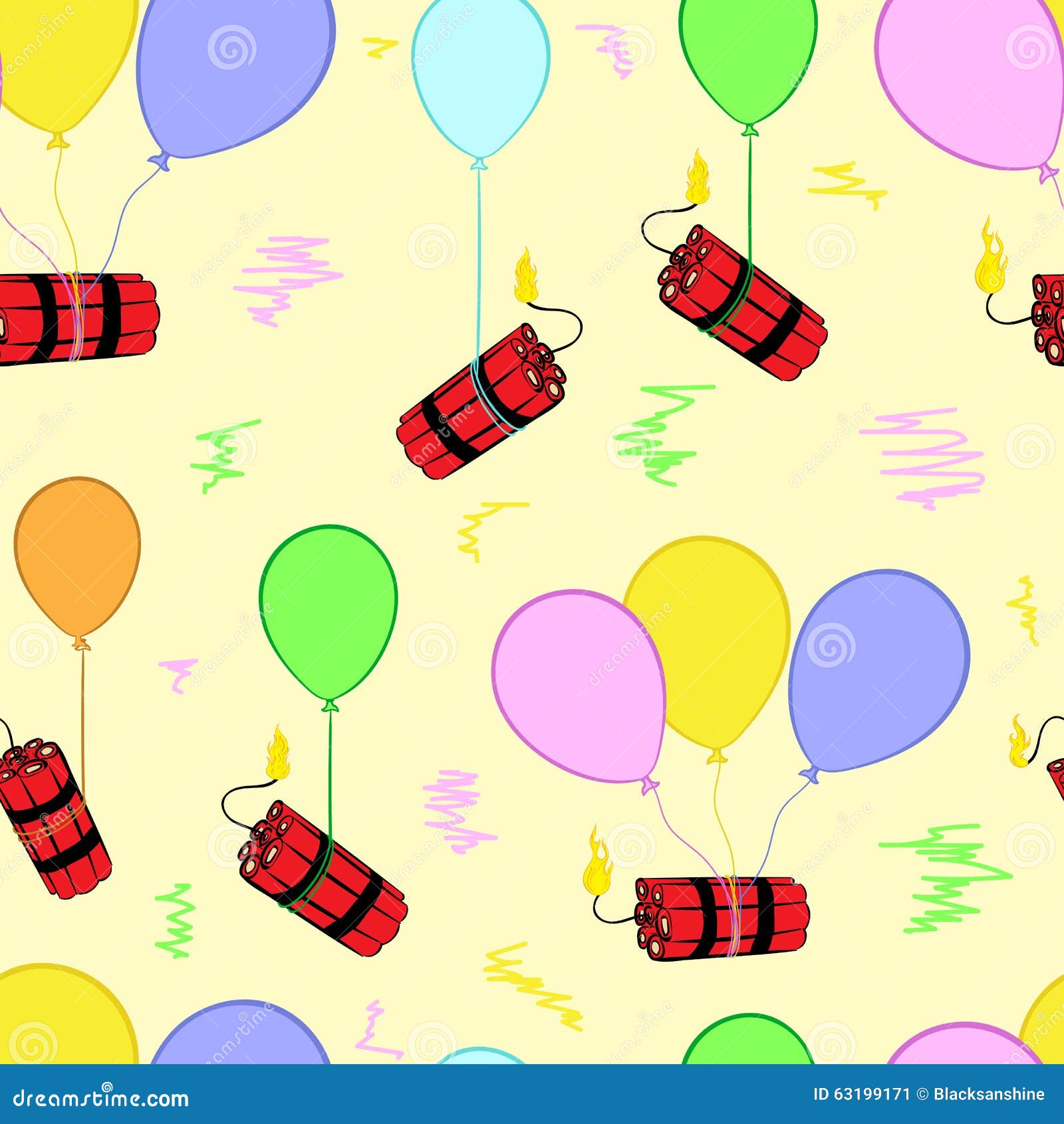 Seamless dynamite on balls stock vector. Illustration of flame - 63199171