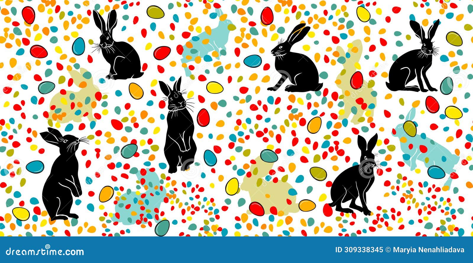 Seamless Easter Bunny Pattern. Hand Drawing. Not AI. Vector ...