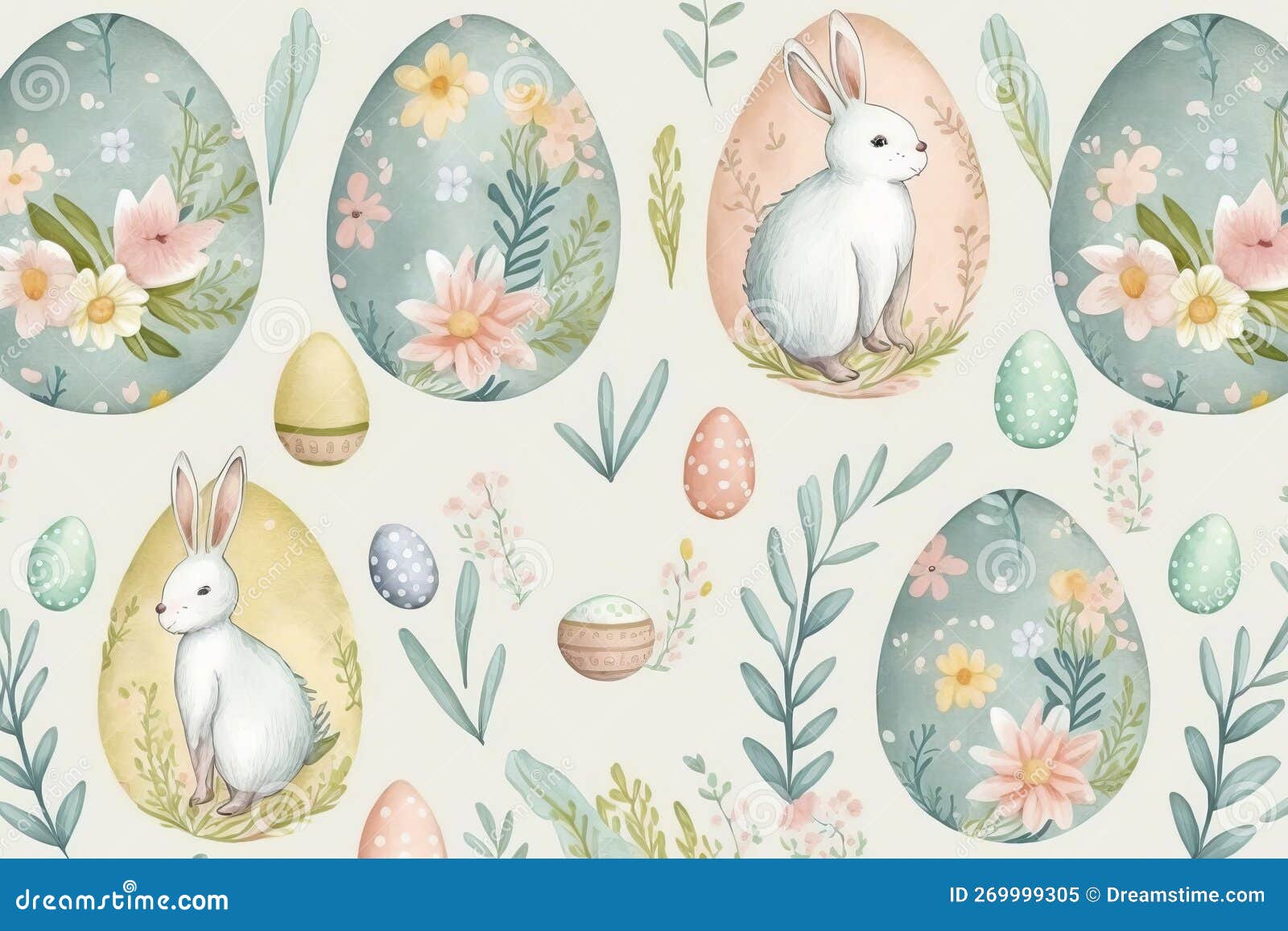 Seamless Easter Egg Pattern with Bunny in Pastel Colours - Generative ...