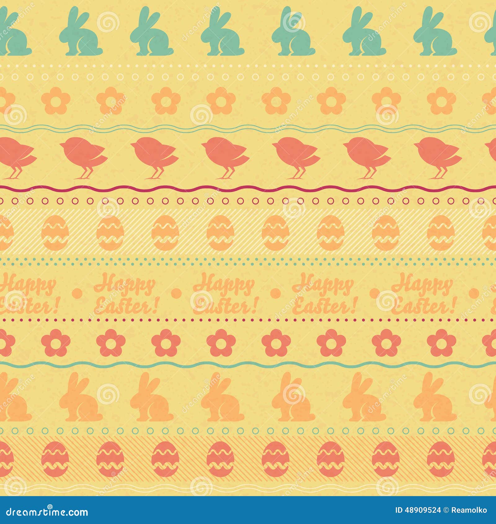 Seamless Easter Horizontal Pattern - Yellow Color. Stock Vector ...