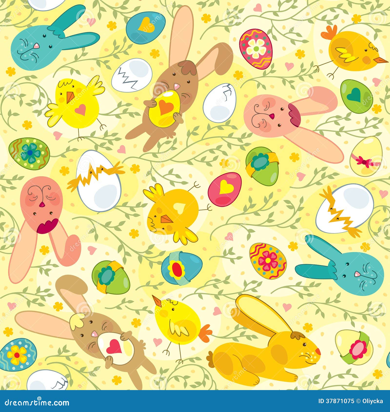 Seamless Easter Pattern stock vector. Illustration of birds - 37871075