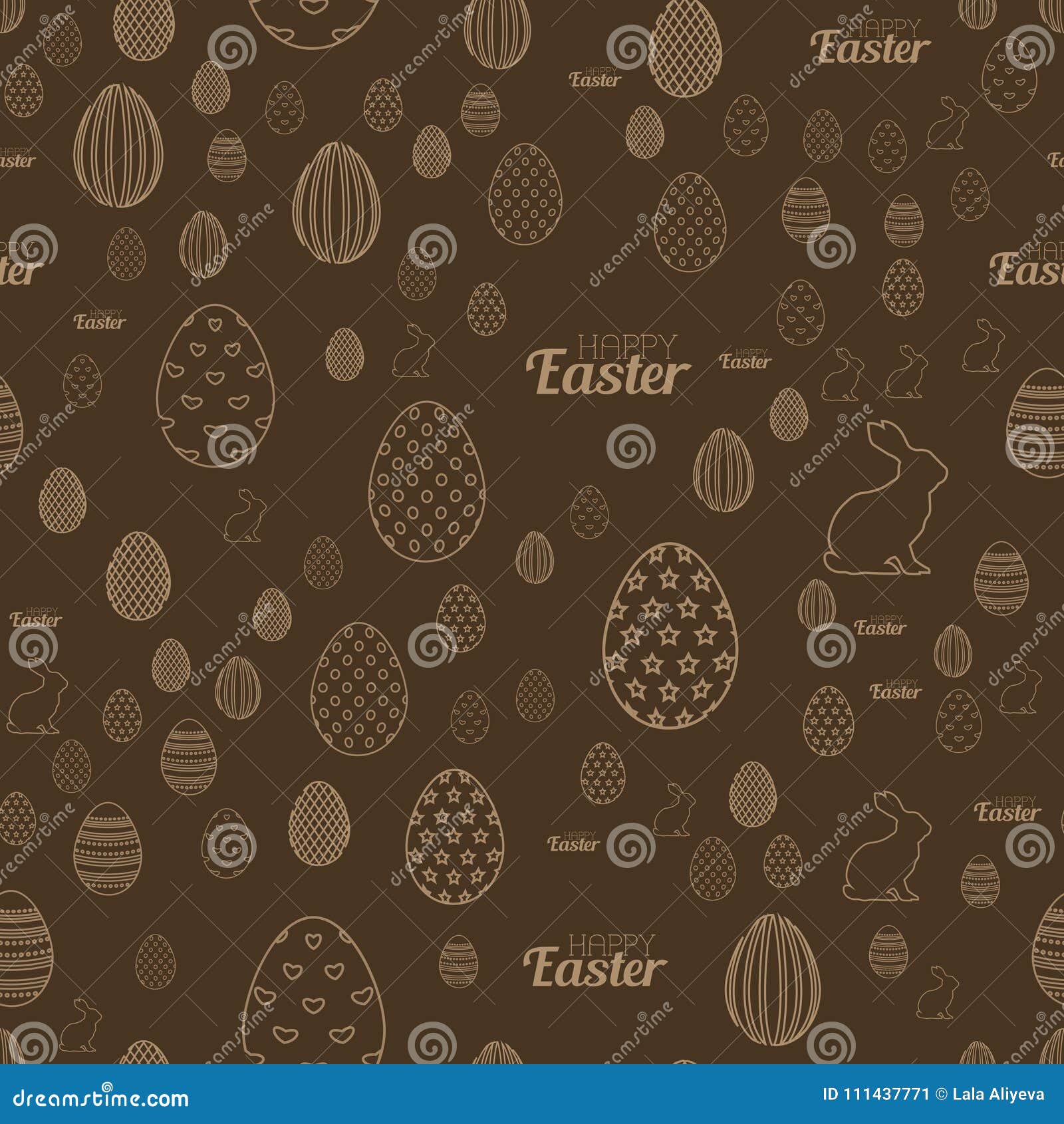 Seamless Easter Pattern with Chocolate Background. Easter Eggs. Vector ...