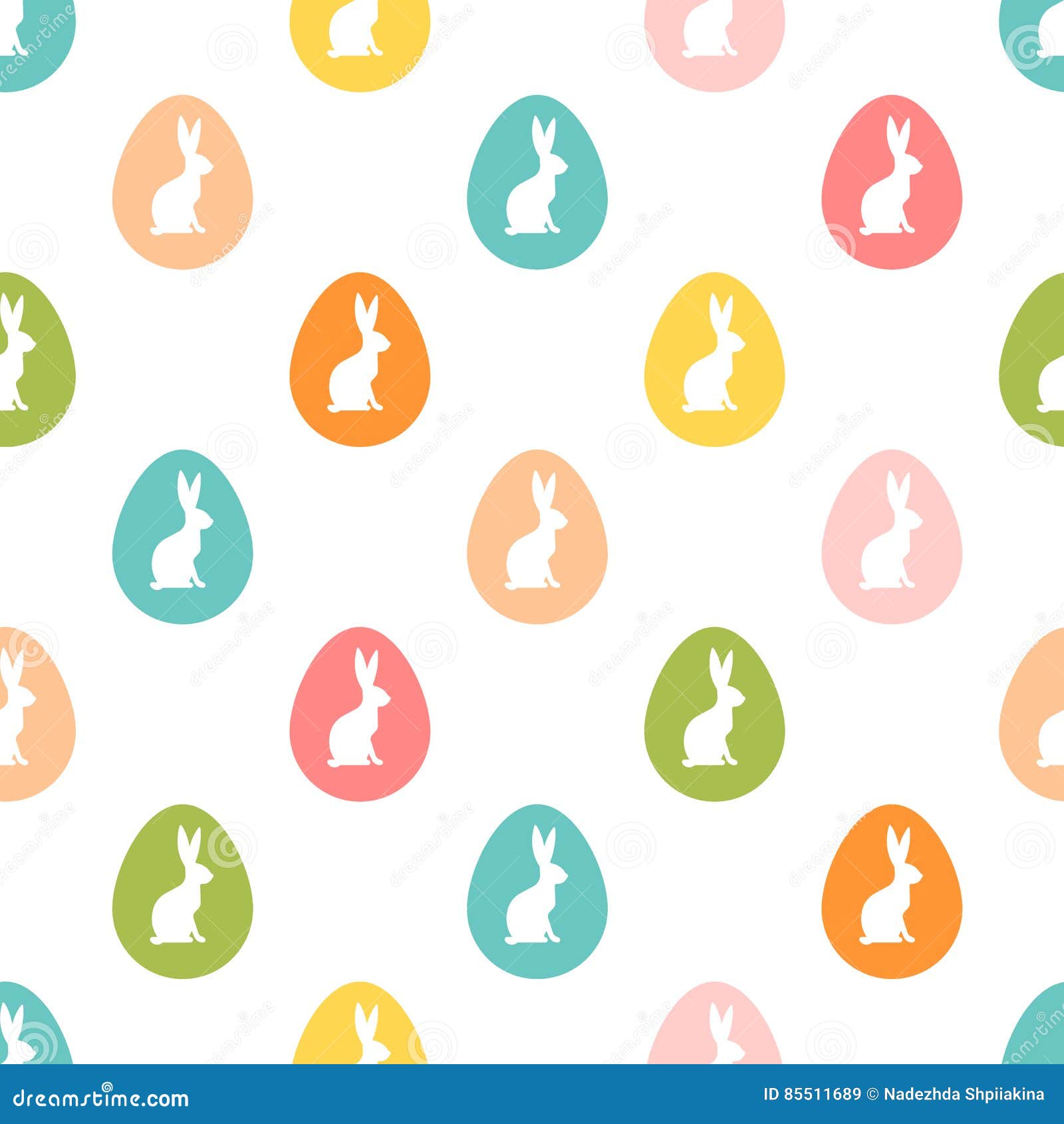 Seamless Easter Pattern. Colorful Season Texture with Cute Rabbits ...