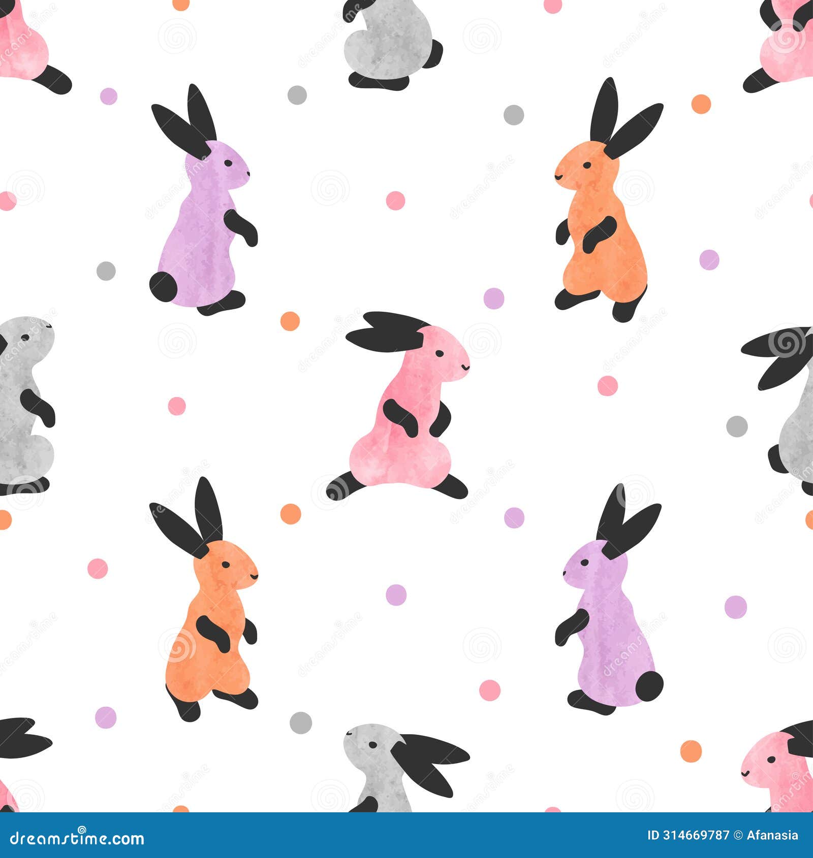 Seamless Easter Pattern with Cute Bunny. Vector Colorful Rabbits Stock ...
