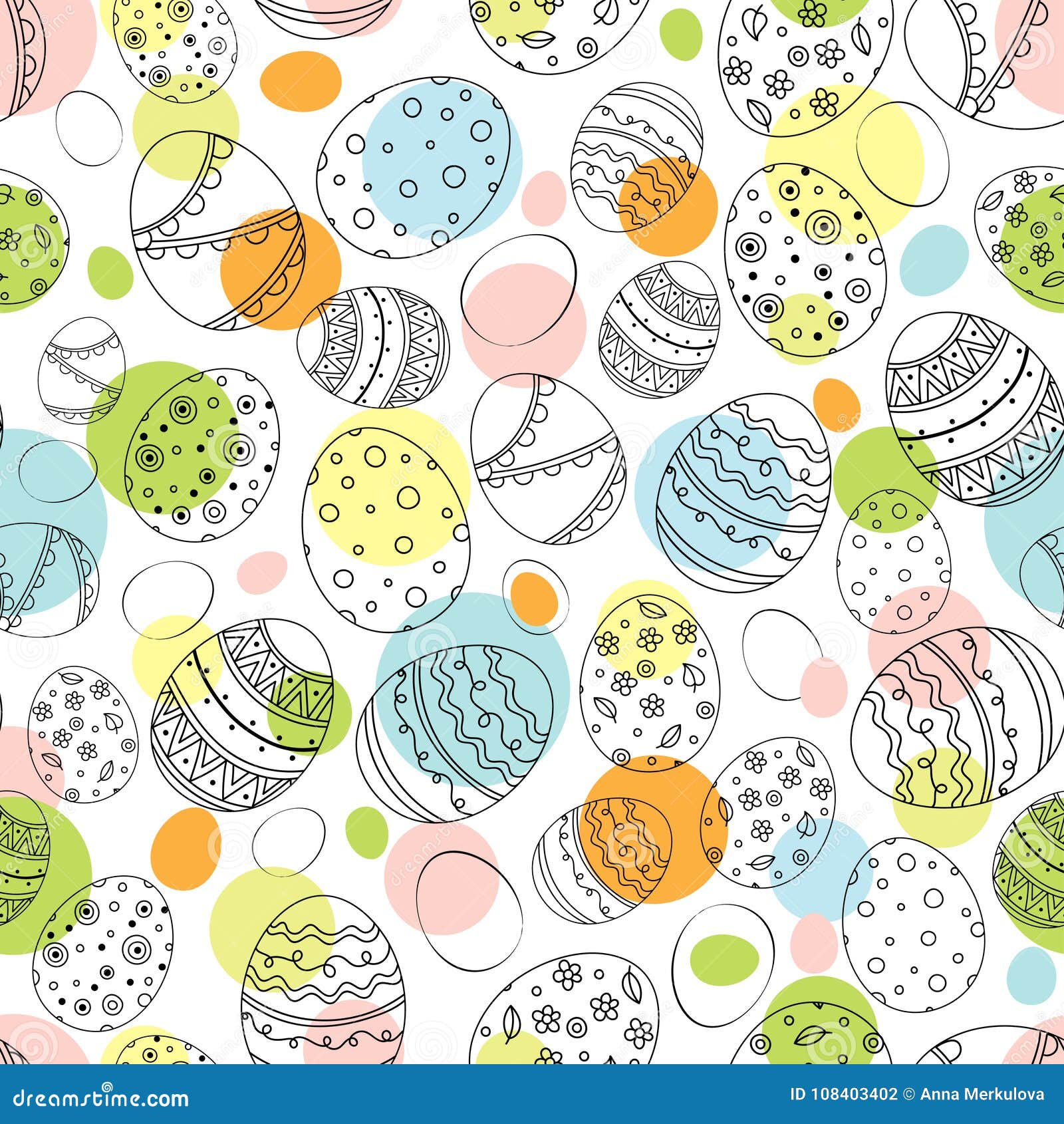 Seamless Easter Pattern with Doodle Ornamental Eggs Stock Vector ...