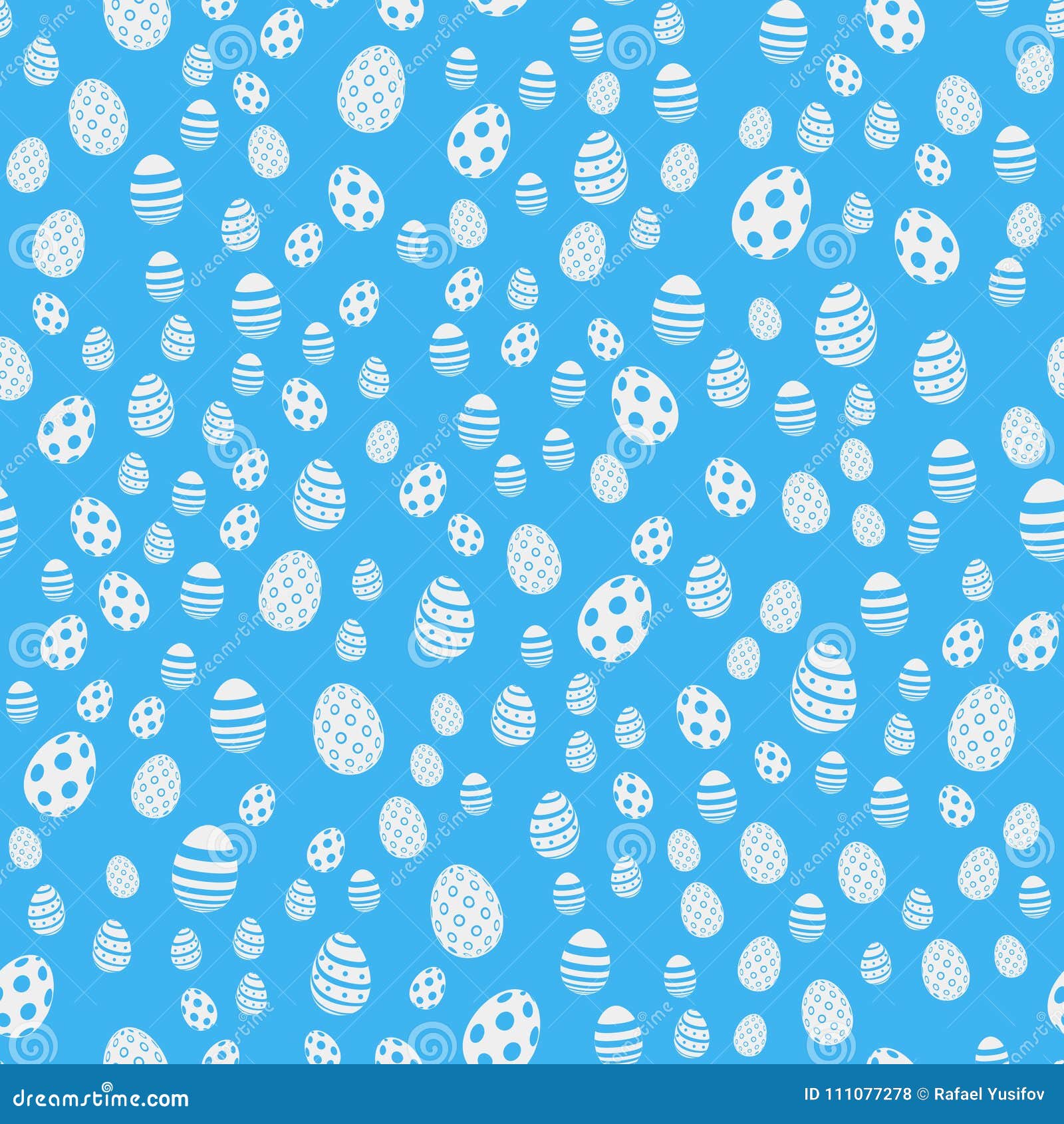 Seamless Easter Pattern with Eggs on Blue Background. Vector. Stock ...