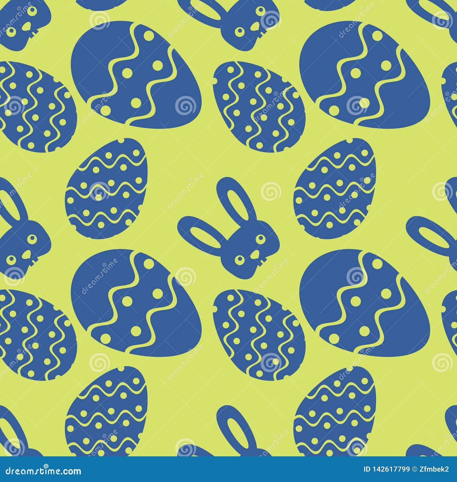 Seamless Easter Pattern with Eggs and Rabbit. Vector Illustration Stock Vector - Illustration of ...