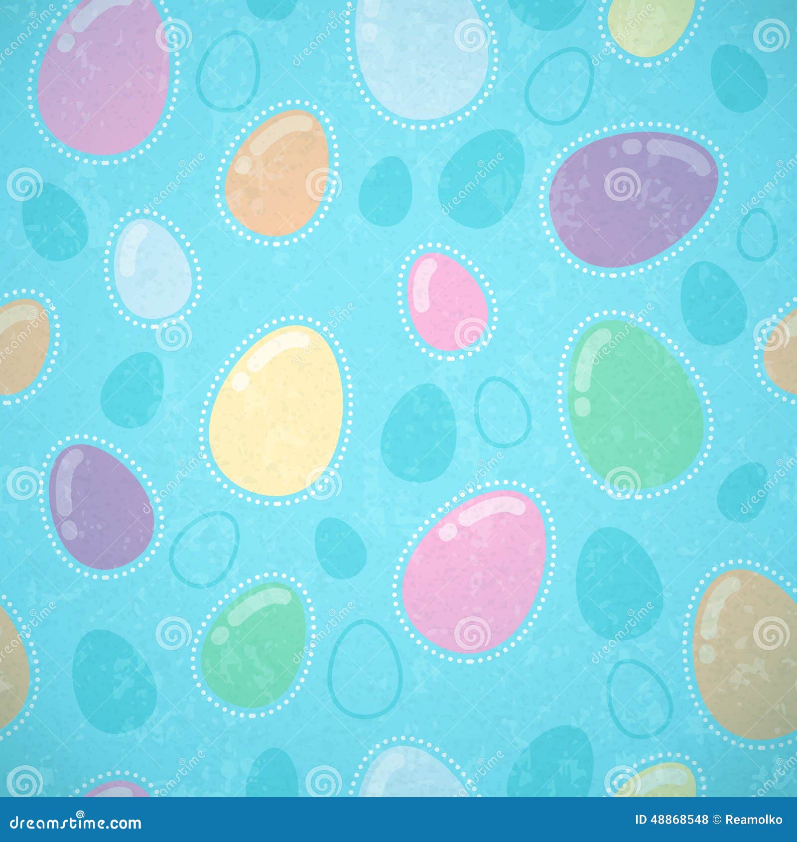 Seamless Easter Pattern on Green-blue Back. Stock Vector - Illustration ...