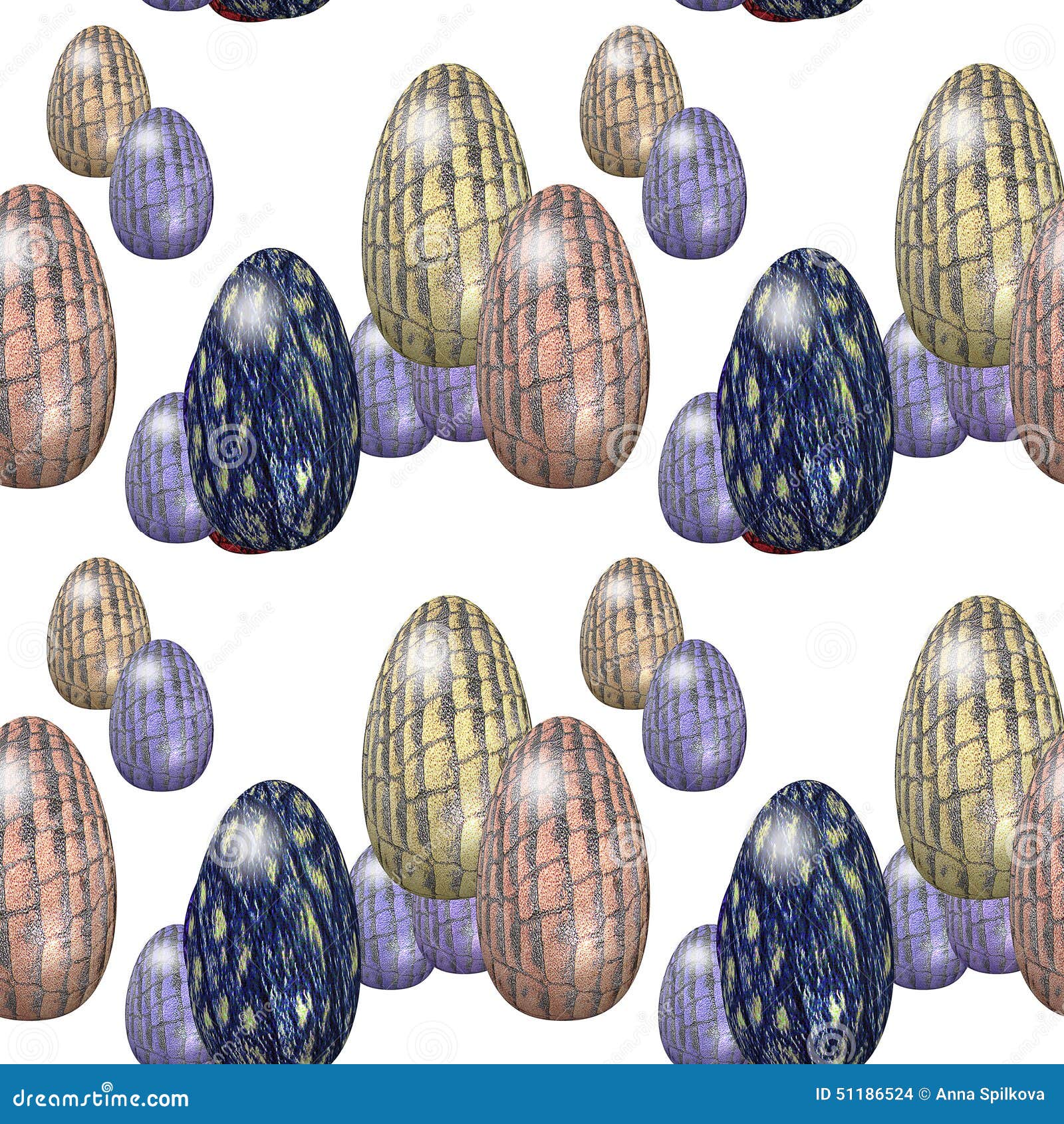 Seamless Easter Pattern with Striped Yellow, Pink, Violet and Blue Eggs ...