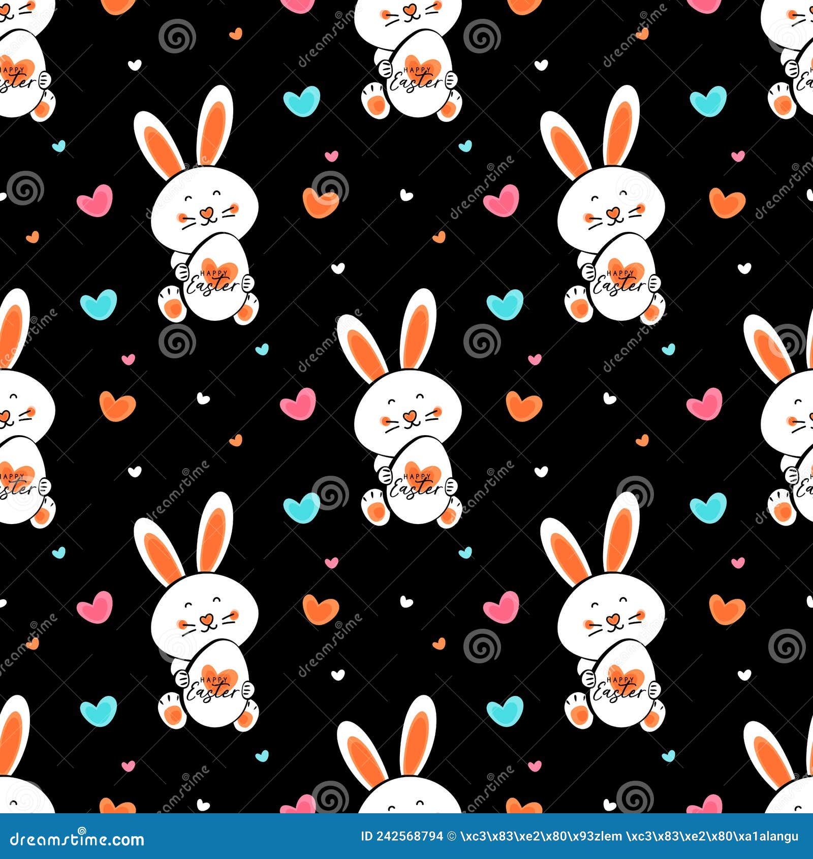 Seamless Easter Rabbit, Bunny Pattern and Background Vector ...
