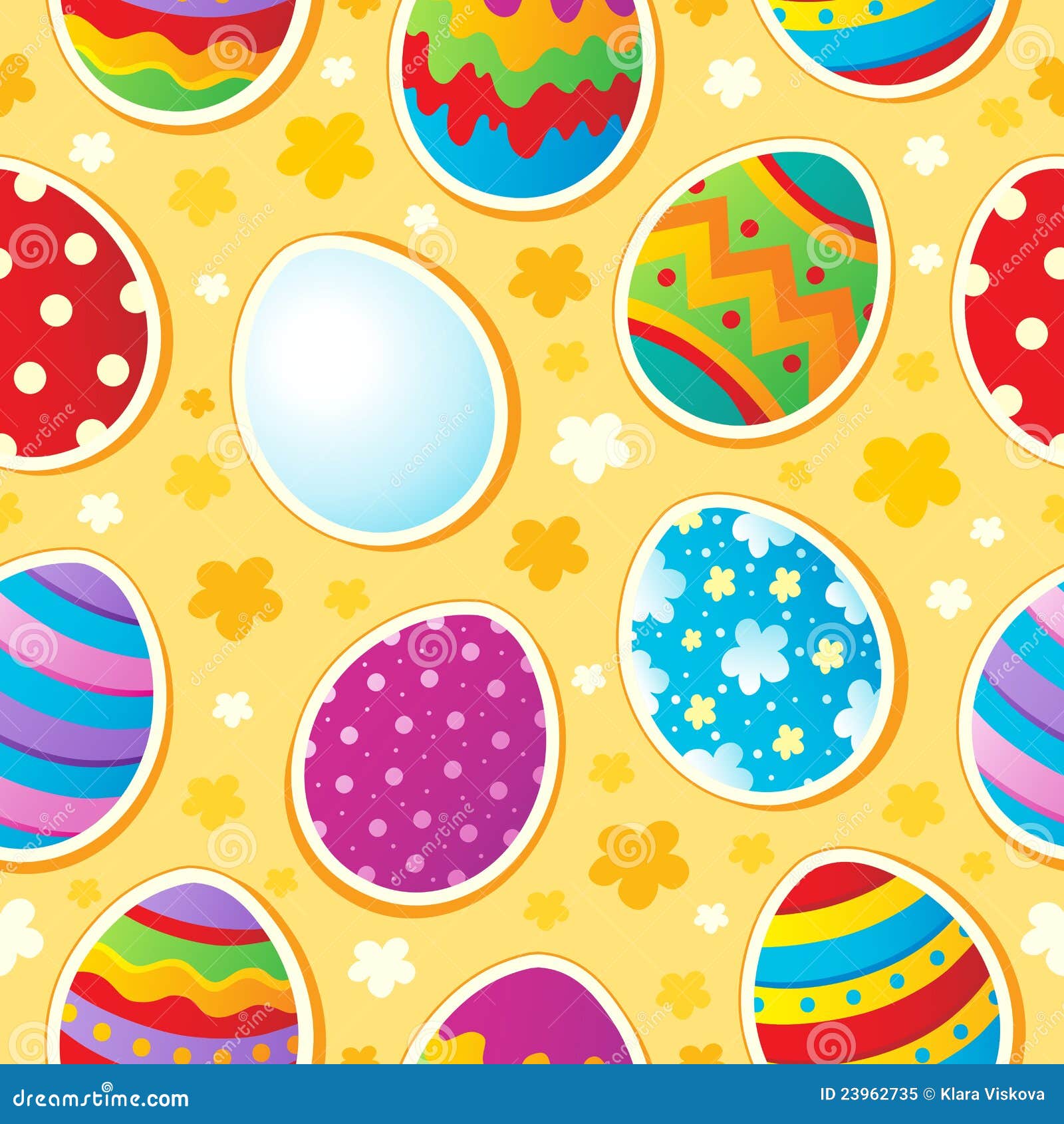 Seamless Easter Pattern With Eegs And Black Leaves Background Stock ...
