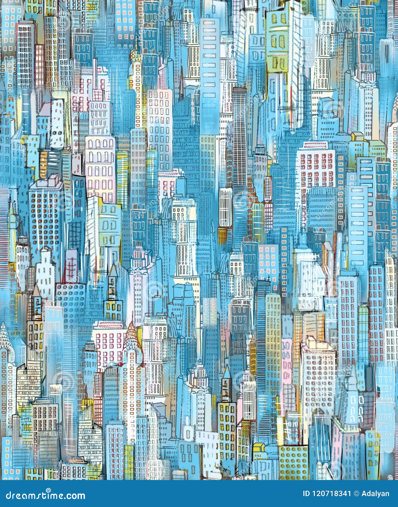 Seamless Pattern for Wallpaper with New York Sketch Style Stock ...